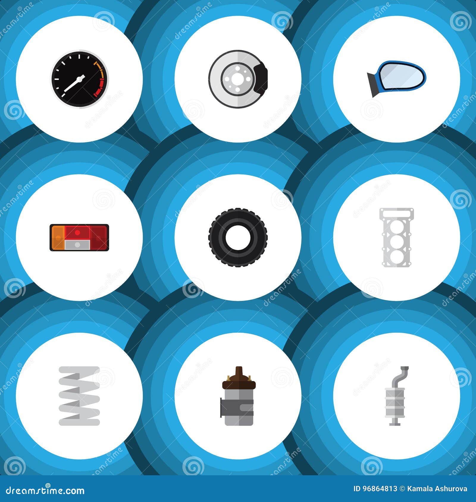 Flat Icon Auto Set of Headlight, Packing, Auto Component and Other ...