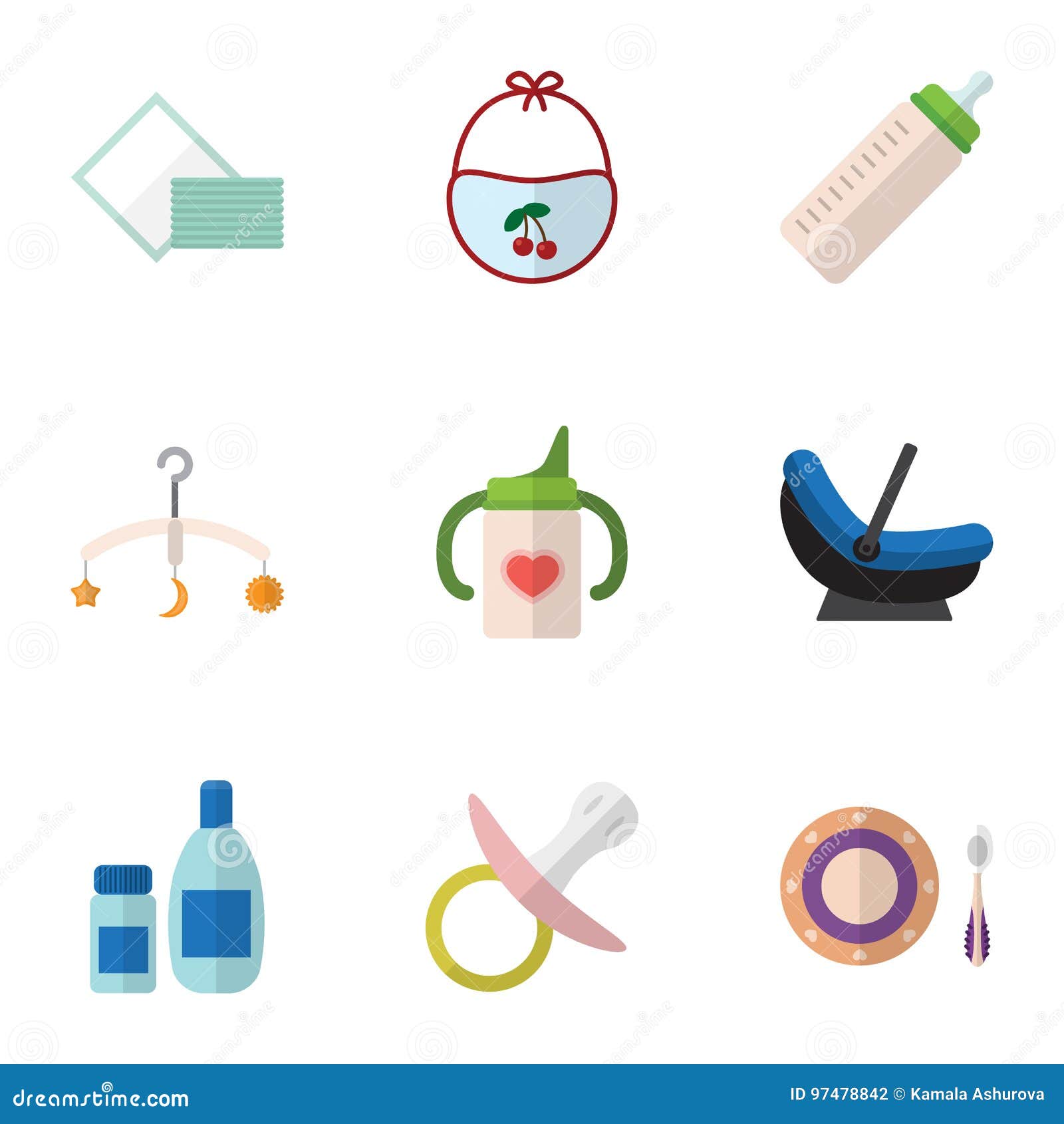 Flat Icon Baby Set of Cream with Lotion Stock Vector - Illustration of ...