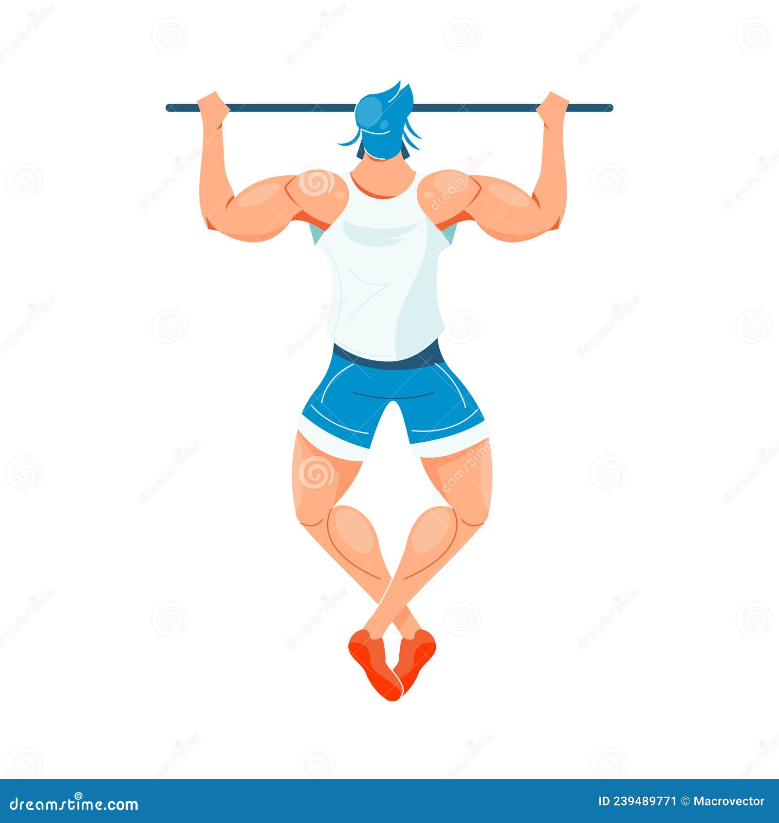 Man Doing Pull Ups stock vector. Illustration of strength - 239489771