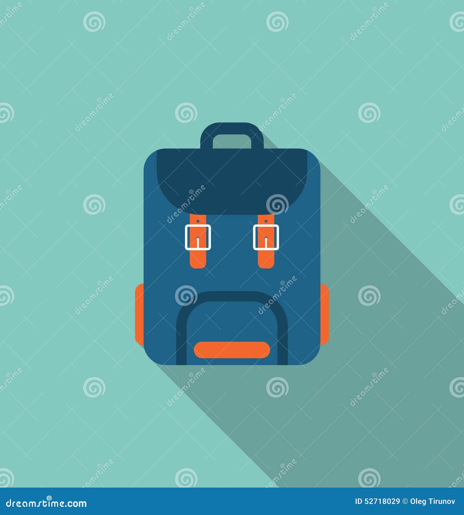 Flat Icon of Backpack with Long Shadow on Blue Background Stock Vector ...