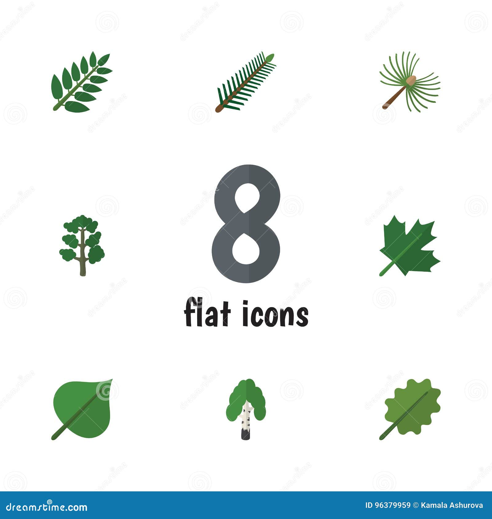 Flat Icon Bio Set of Alder, Oaken, Forest and Other Vector Objects ...