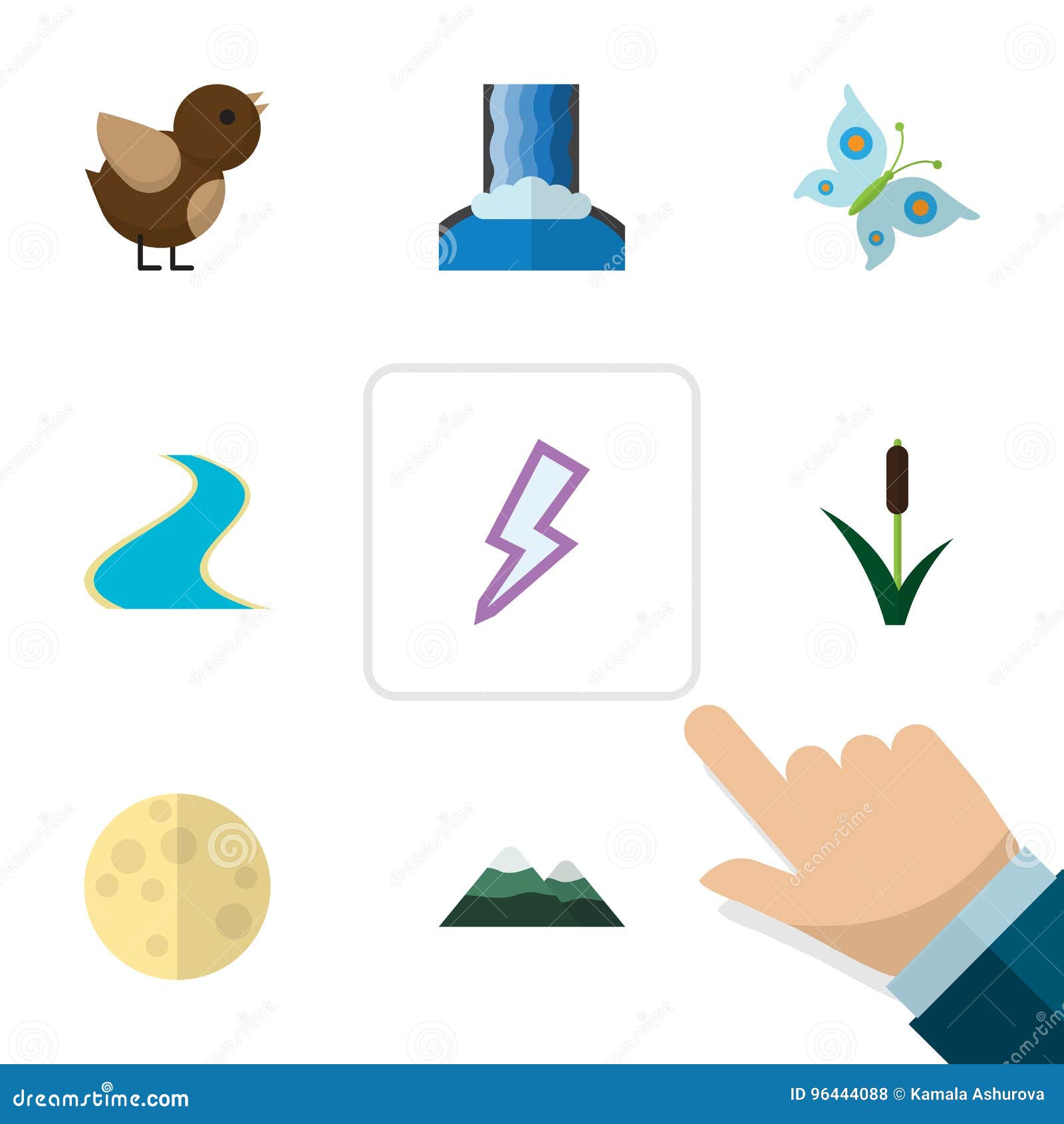 Flat Icon Bio Set of Lightning, Bird, Peak and Other Vector Objects ...