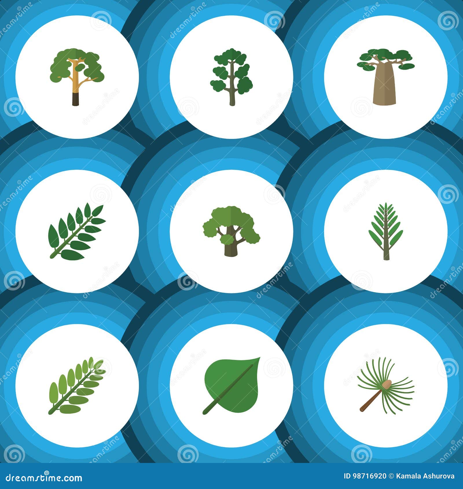 Flat Icon Bio Set of Wood, Jungle, Baobab and Other Vector Objects ...