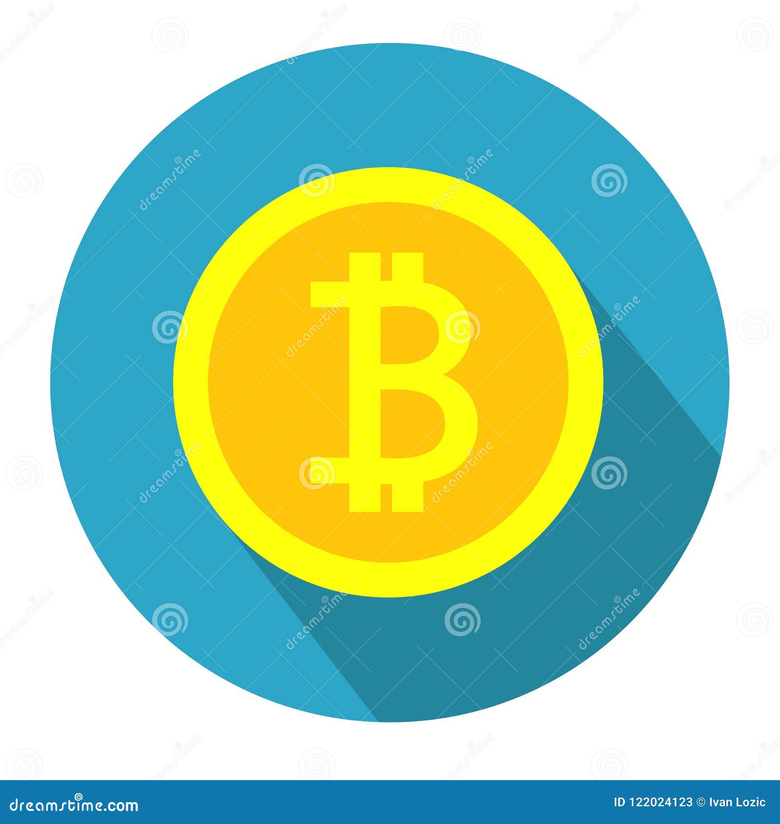 Flat Icon Bitcoin in Blue Circle Stock Vector - Illustration of ...
