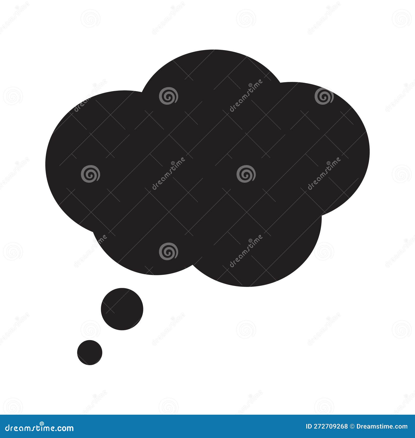 Flat Icon with Black Thought Icon on Light Background. Flat Vector ...