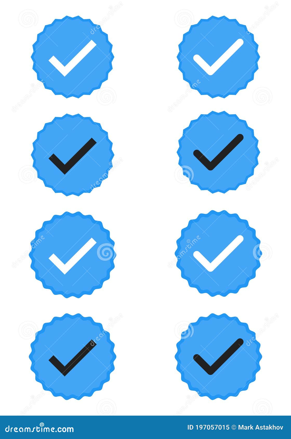 Flat Icon with Blue Checkmark Set Symbol. Symbol Stock Vector ...