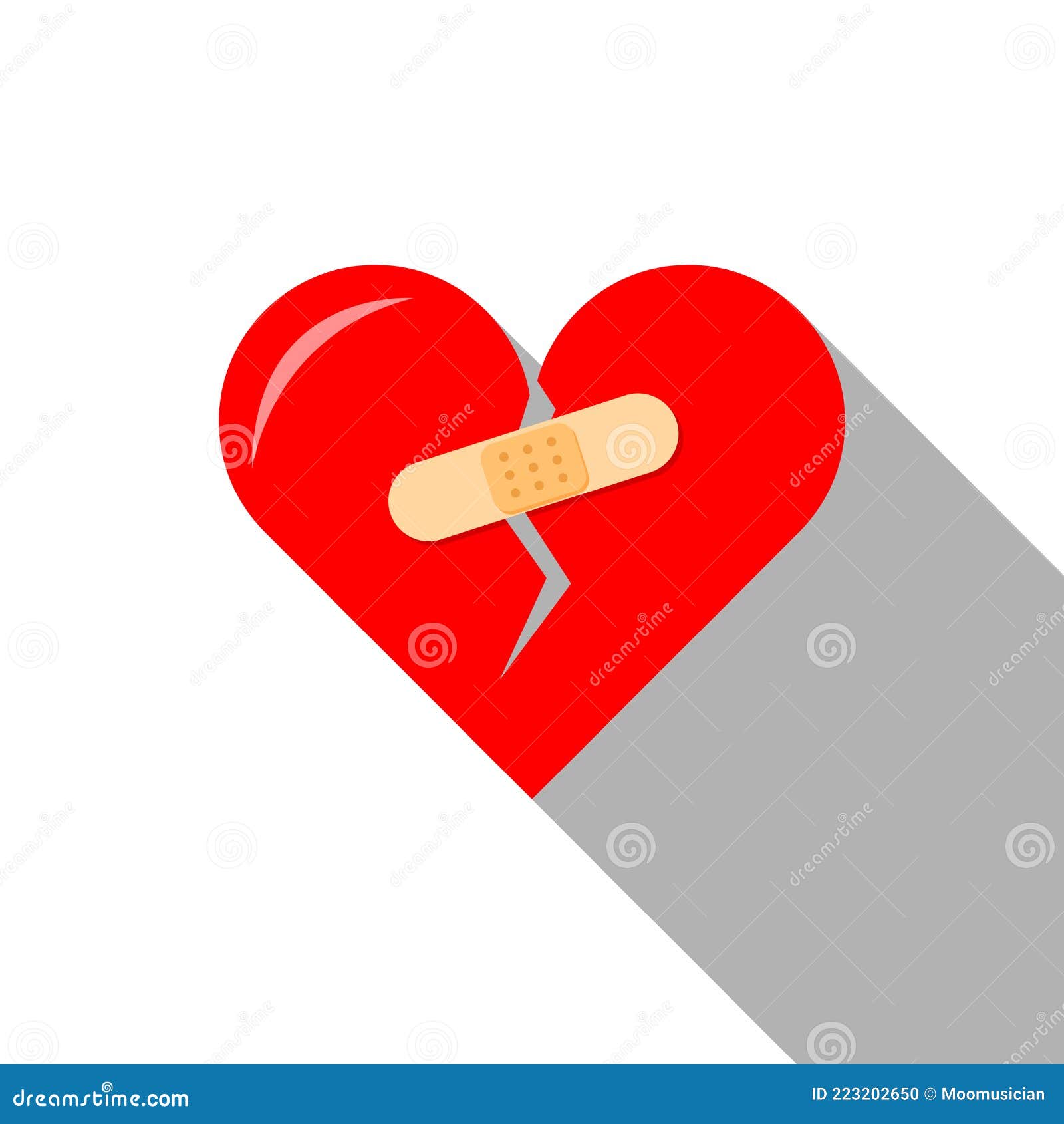 Flat Icon of Broken Heart with Plaster, Healing Stock Vector ...