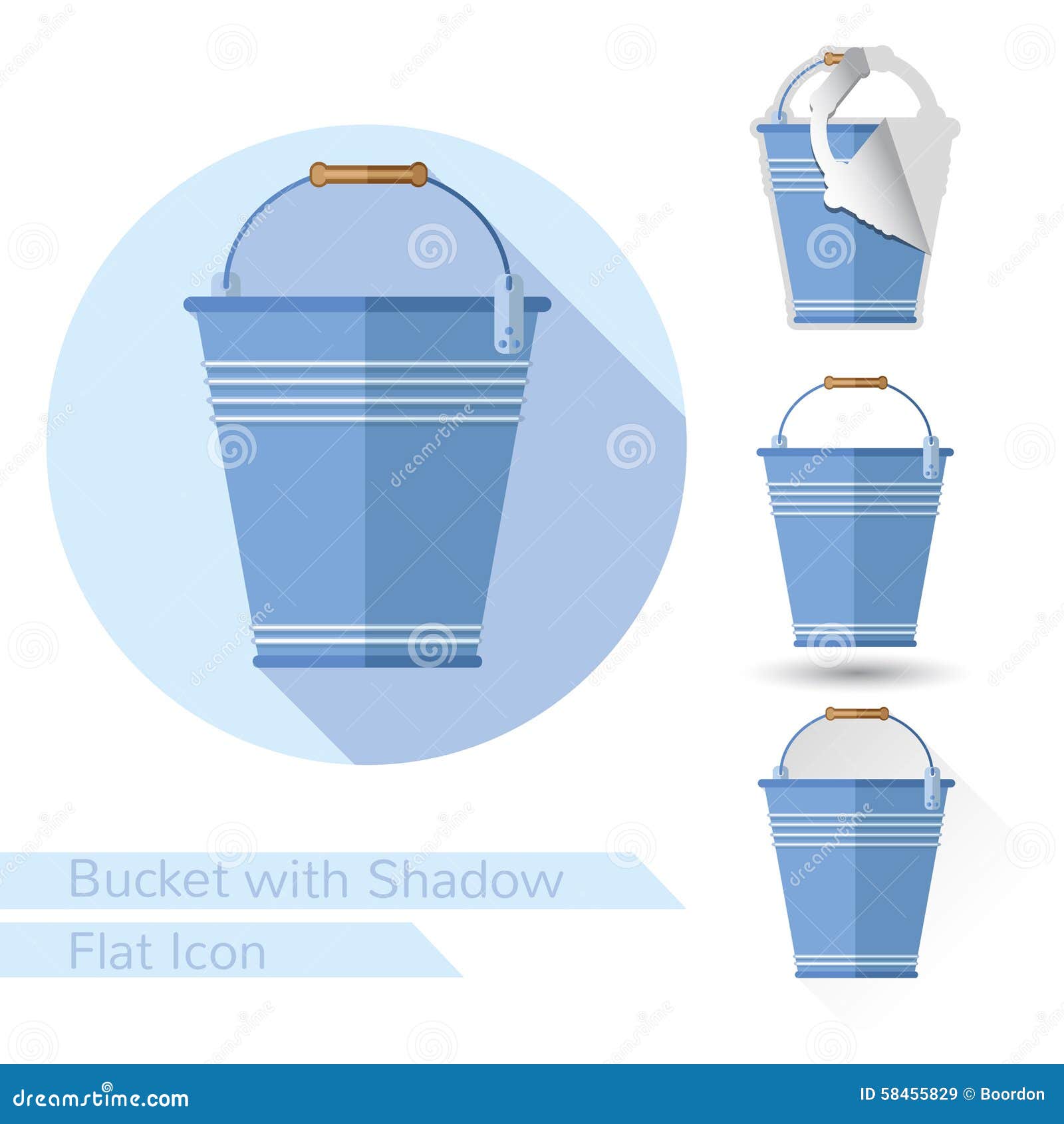 Flat Icon with Bucket or Pail Empty Objects on White with Shadow Stock ...