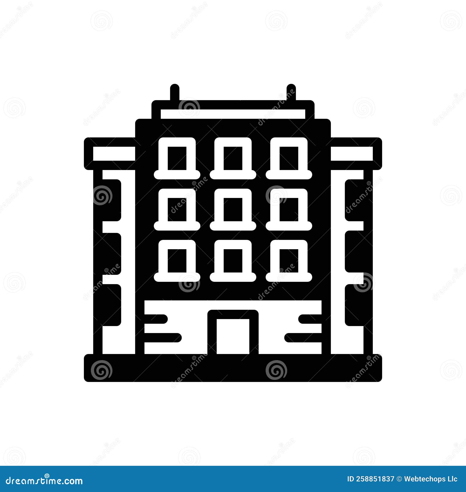 Black Solid Icon for Flat, Building and Apartment Stock Vector ...