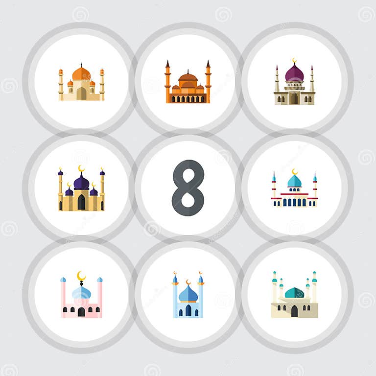 Flat Icon Building Set of Architecture, Mohammedanism, Traditional and ...