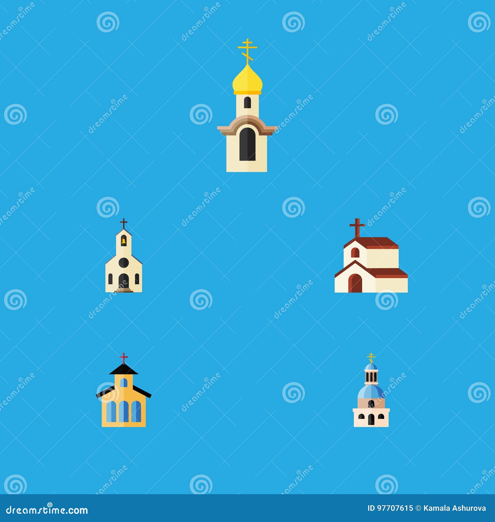 Flat Icon Building Set of Structure, Church, Catholic and Other Vector ...