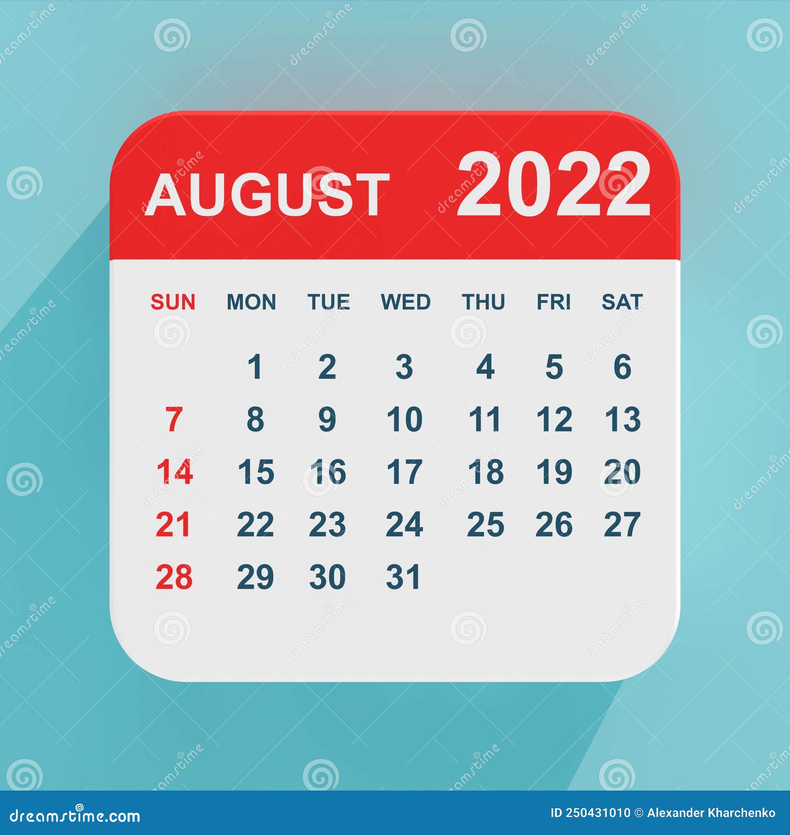 AUGUST 2022 Year, Calendar Planner 2022 And Set Of 12 Months, Wall ...
