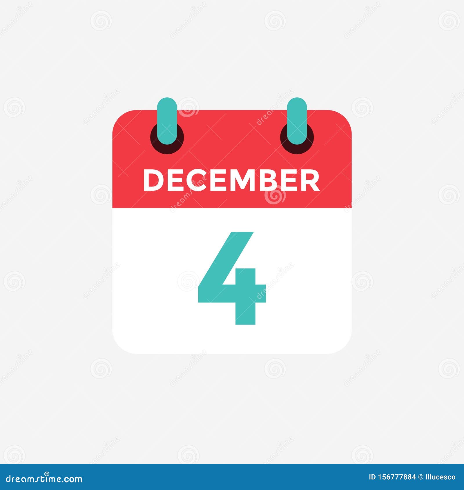Flat Icon Calendar 4 December. Date, Day and Month Stock Vector ...