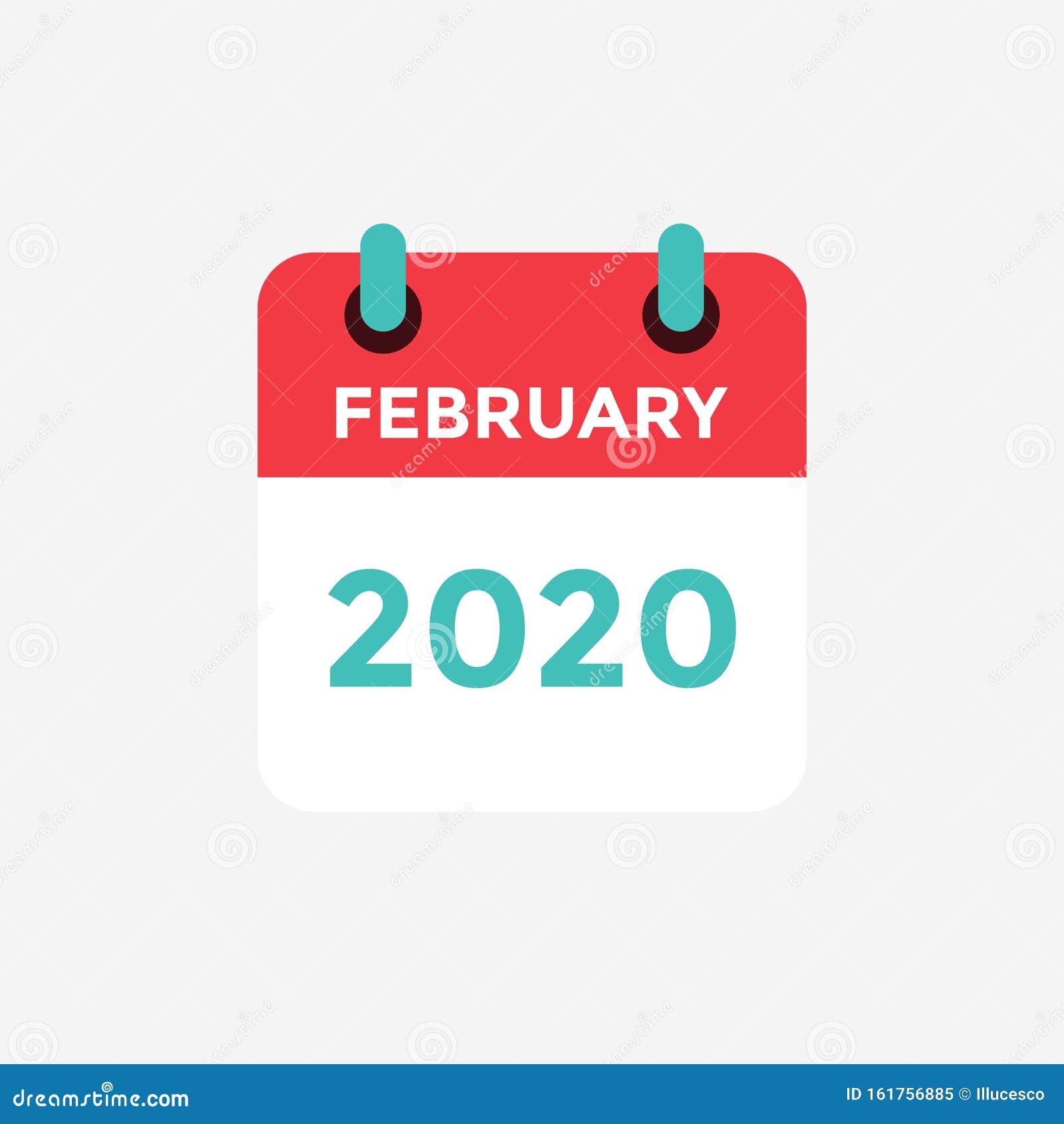 Flat Icon Calendar February 2020. Stock Vector - Illustration of happy ...