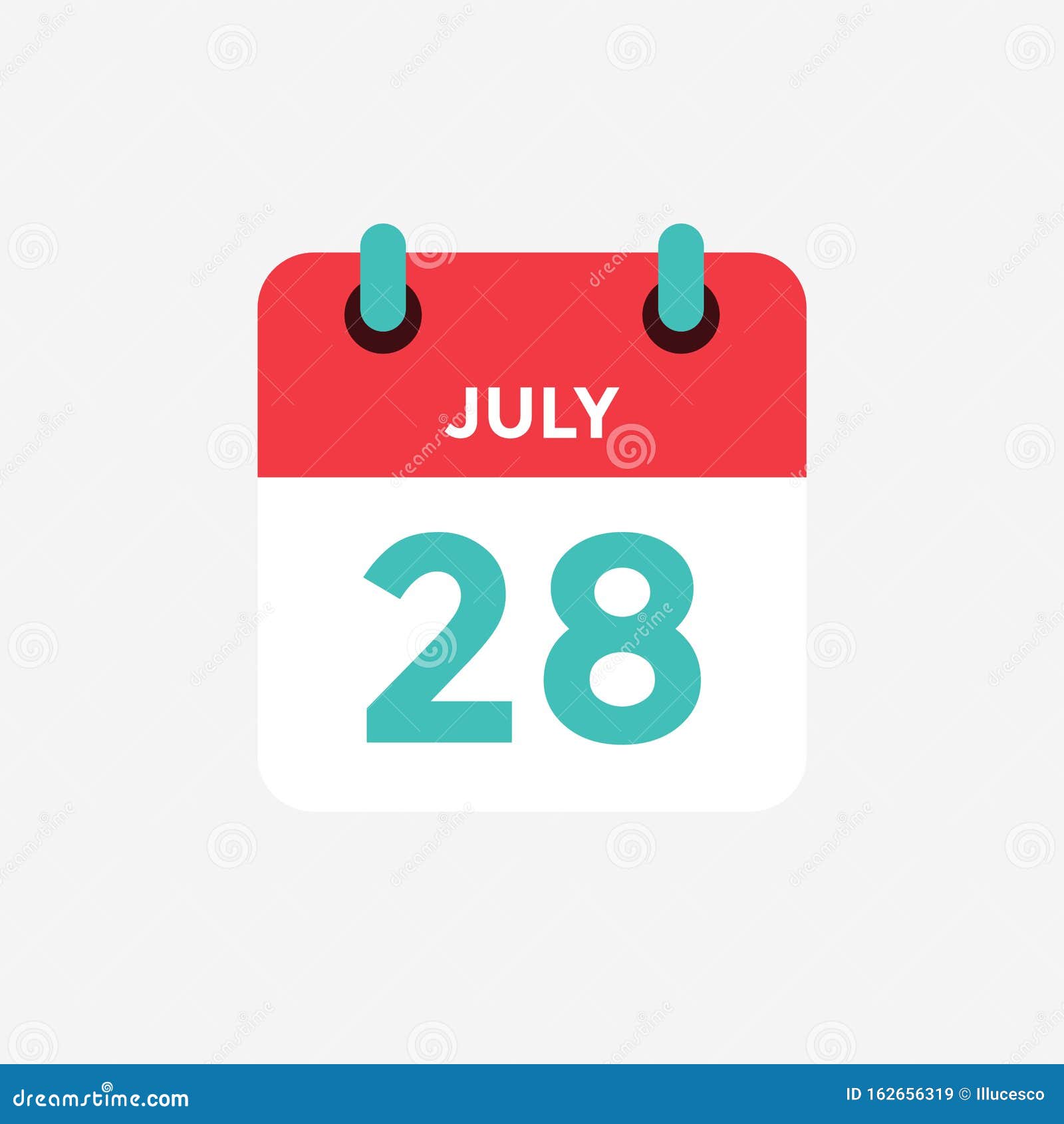 Flat Icon Calendar 28 of July. Date, Day and Month Stock Vector ...