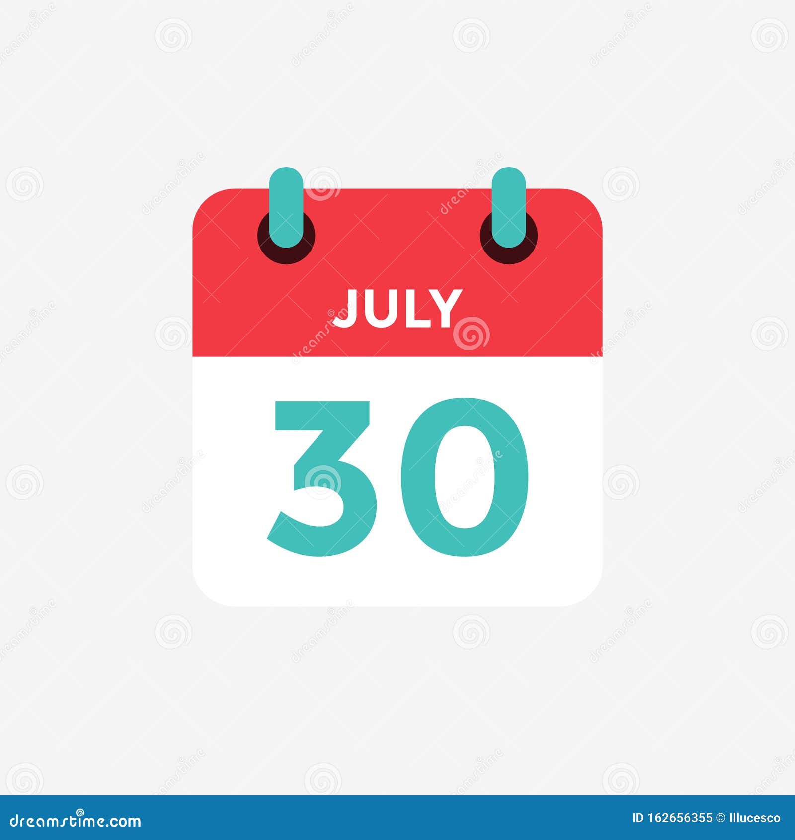Flat Icon Calendar 30 of July. Date, Day and Month Stock Vector ...