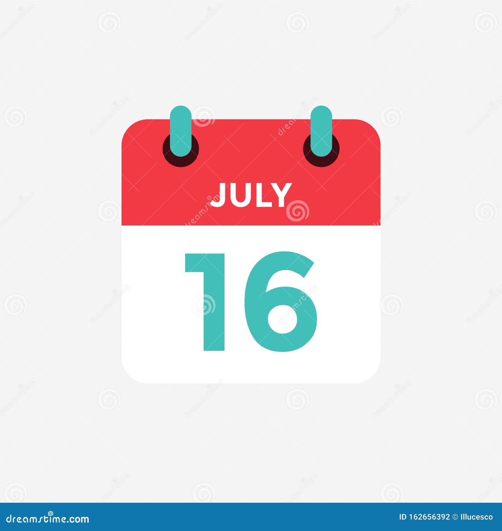 Flat Icon Calendar 16 of July. Date, Day and Month Stock Vector ...