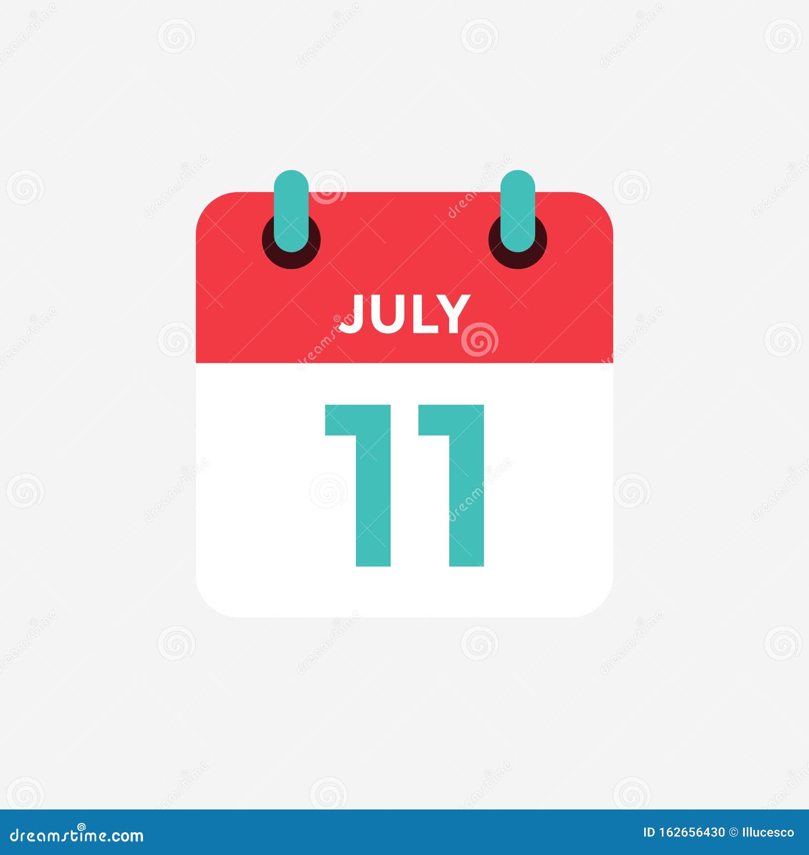 Flat Icon Calendar 11 of July. Date, Day and Month Stock Vector ...