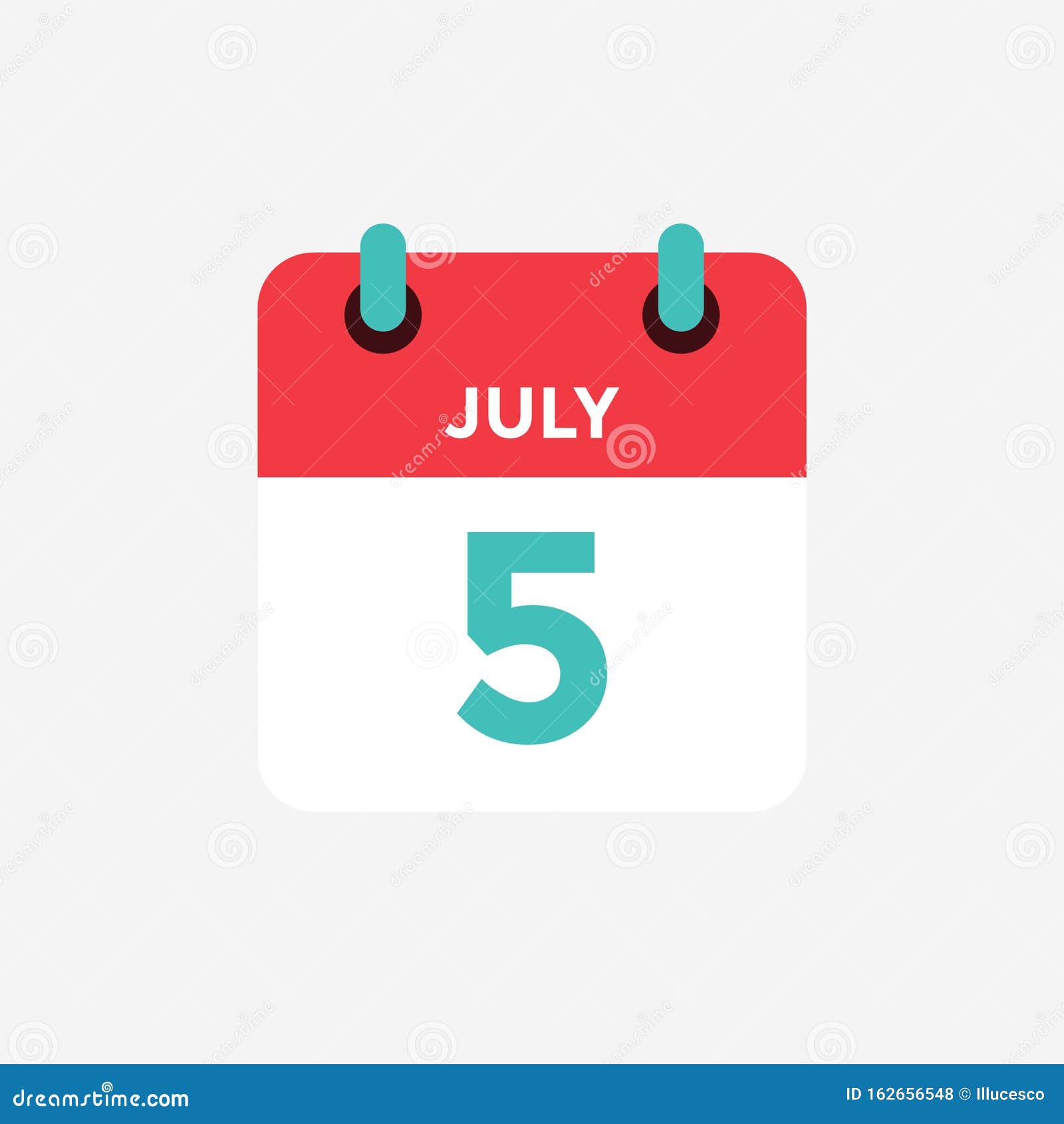 Flat Icon Calendar 5 of July. Date, Day and Month Stock Vector ...