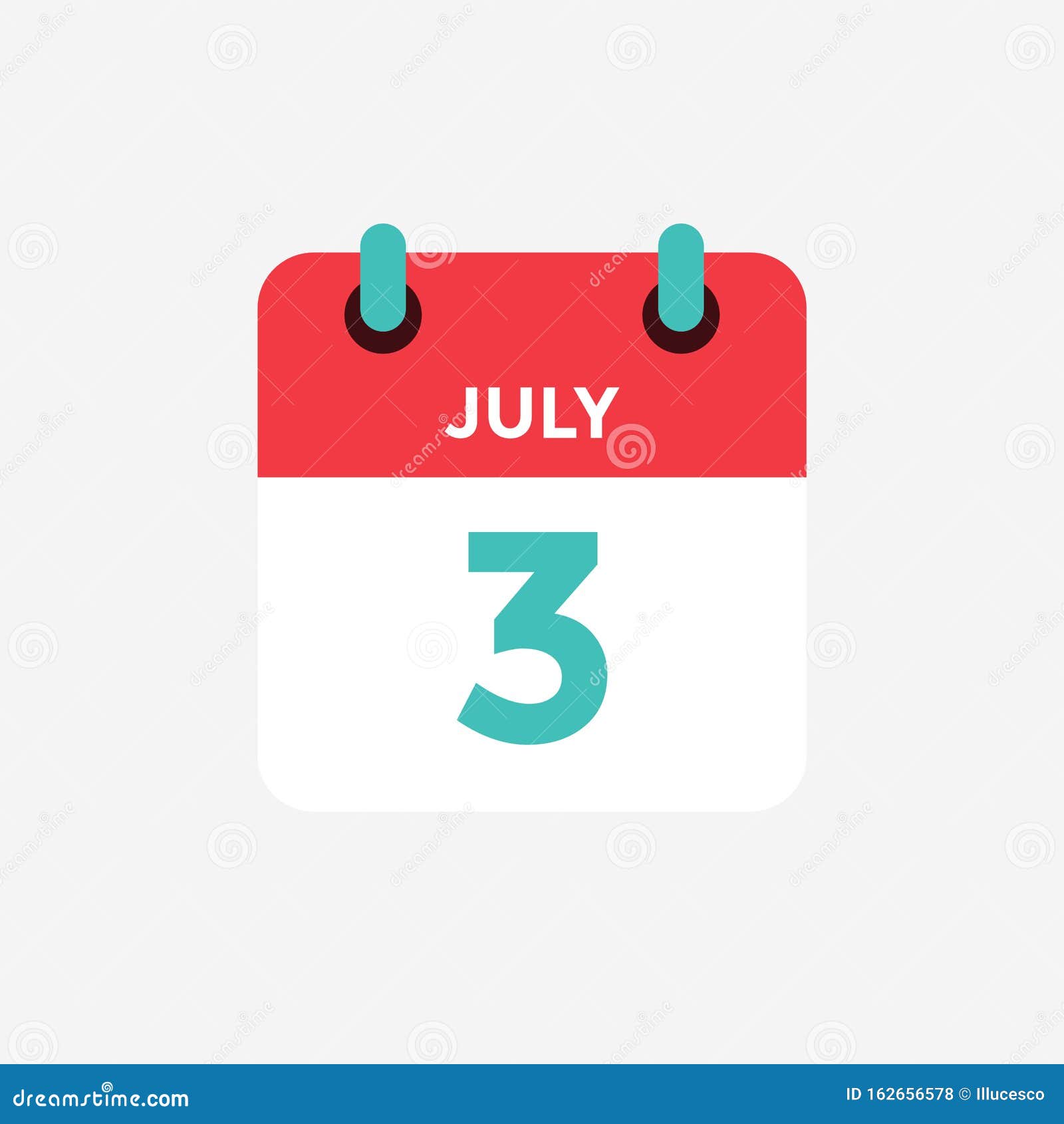 Flat Icon Calendar 3 of July. Date, Day and Month Stock Vector ...