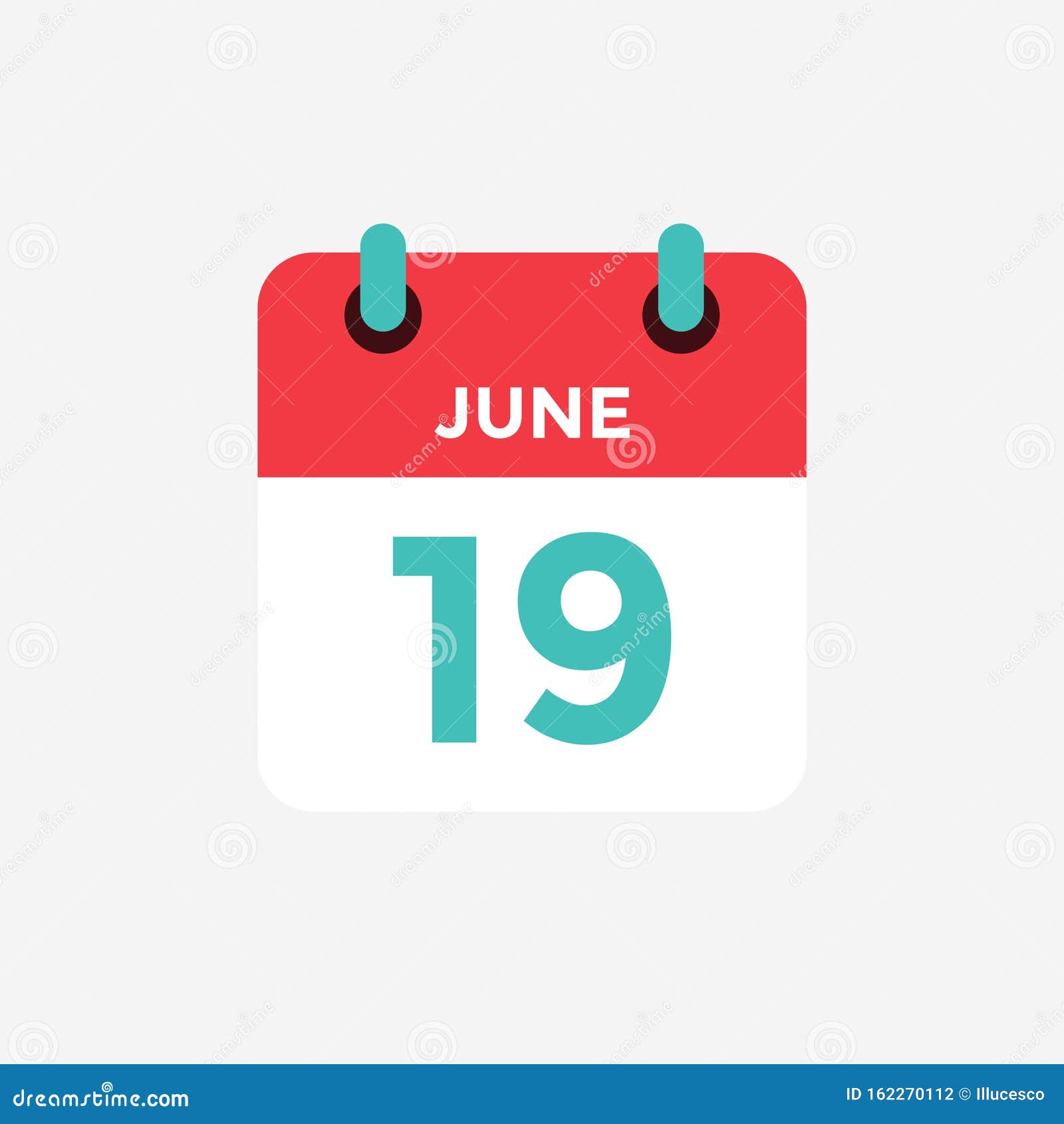 Flat Icon Calendar 19 of June. Date, Day and Month Stock Vector ...