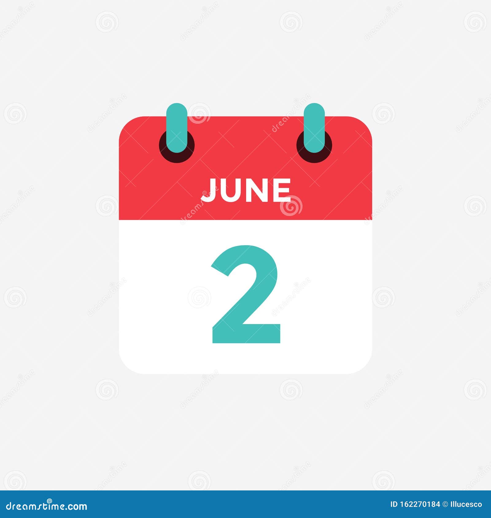 Flat Icon Calendar 2 of June. Date, Day and Month Stock Vector ...
