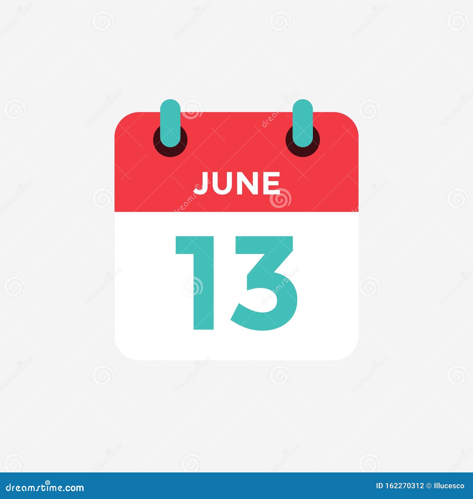 Flat Icon Calendar 13 of June. Date, Day and Month Stock Vector ...