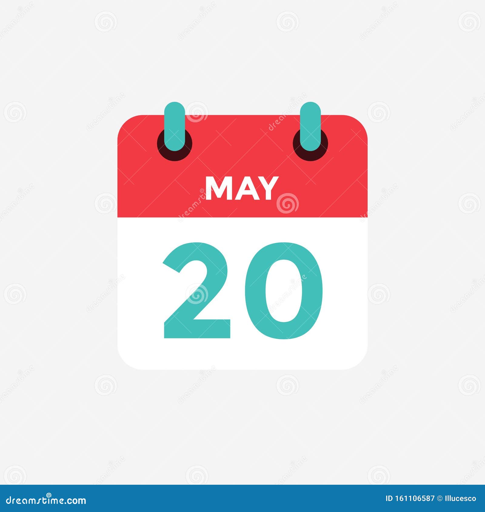 Flat Icon Calendar 20 of May. Date, Day and Month Stock Vector ...