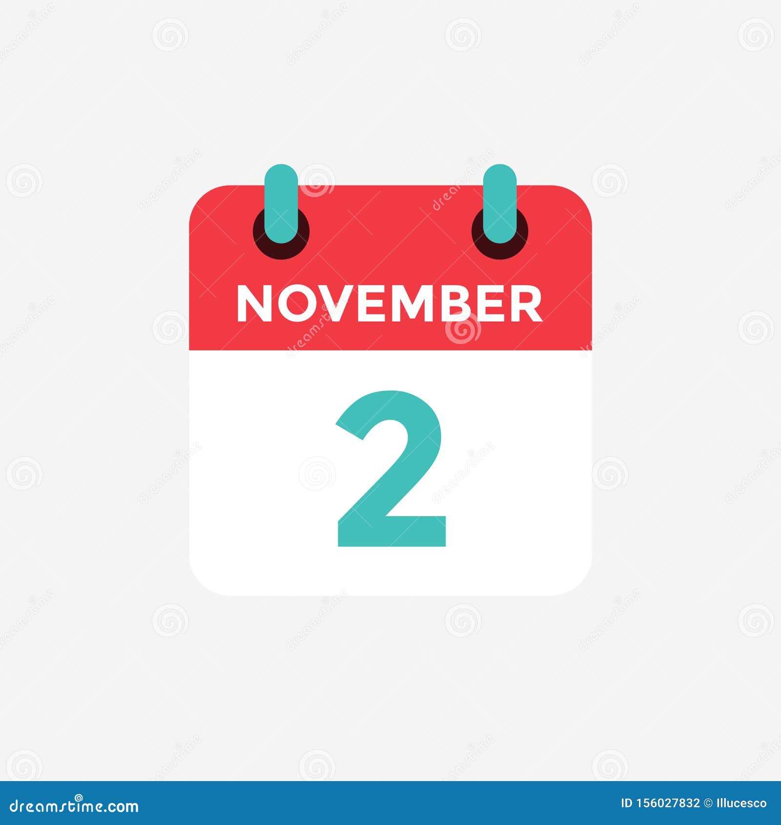 Flat Icon Calendar 2 November. Date, Day and Month Stock Vector ...