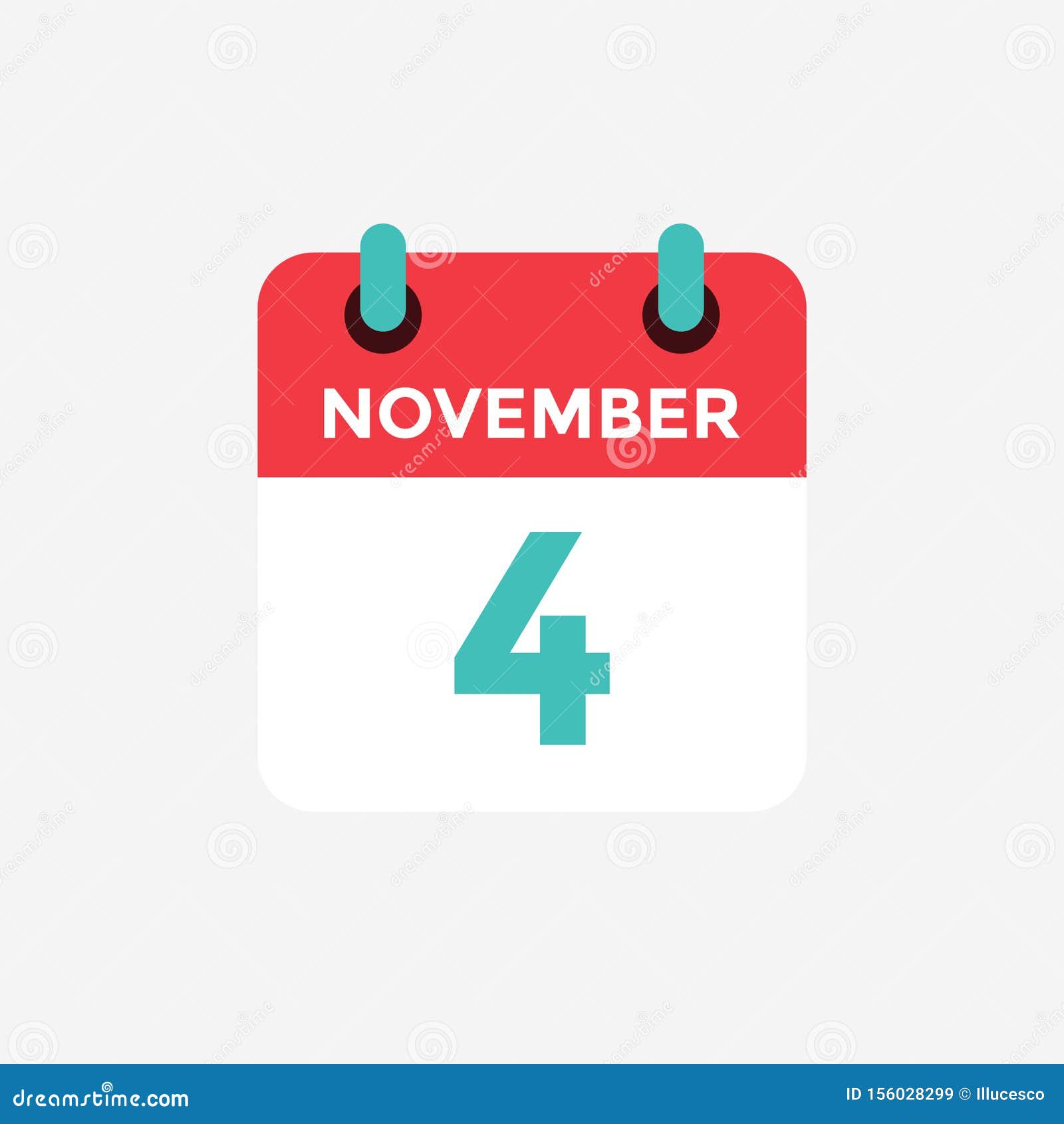 Flat Icon Calendar 4 November. Date, Day and Month Stock Vector ...