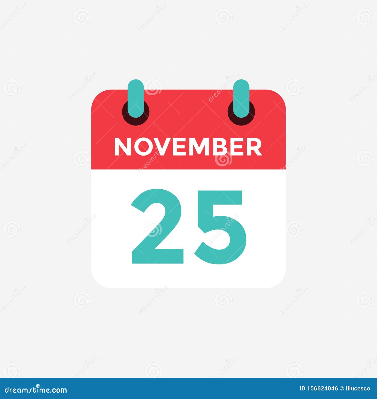 Flat Icon Calendar 25 November. Date, Day and Month Stock Vector ...