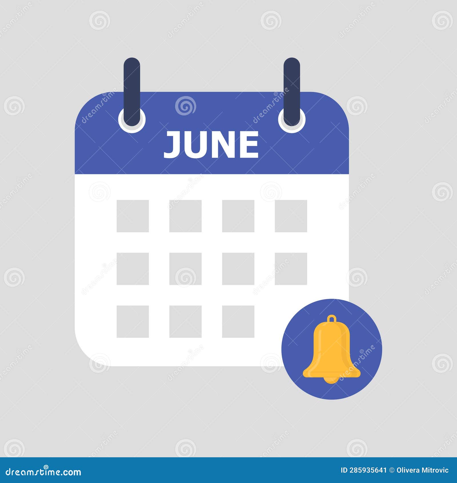 Flat Icon Calendar with Reminder Stock Vector - Illustration of agenda ...