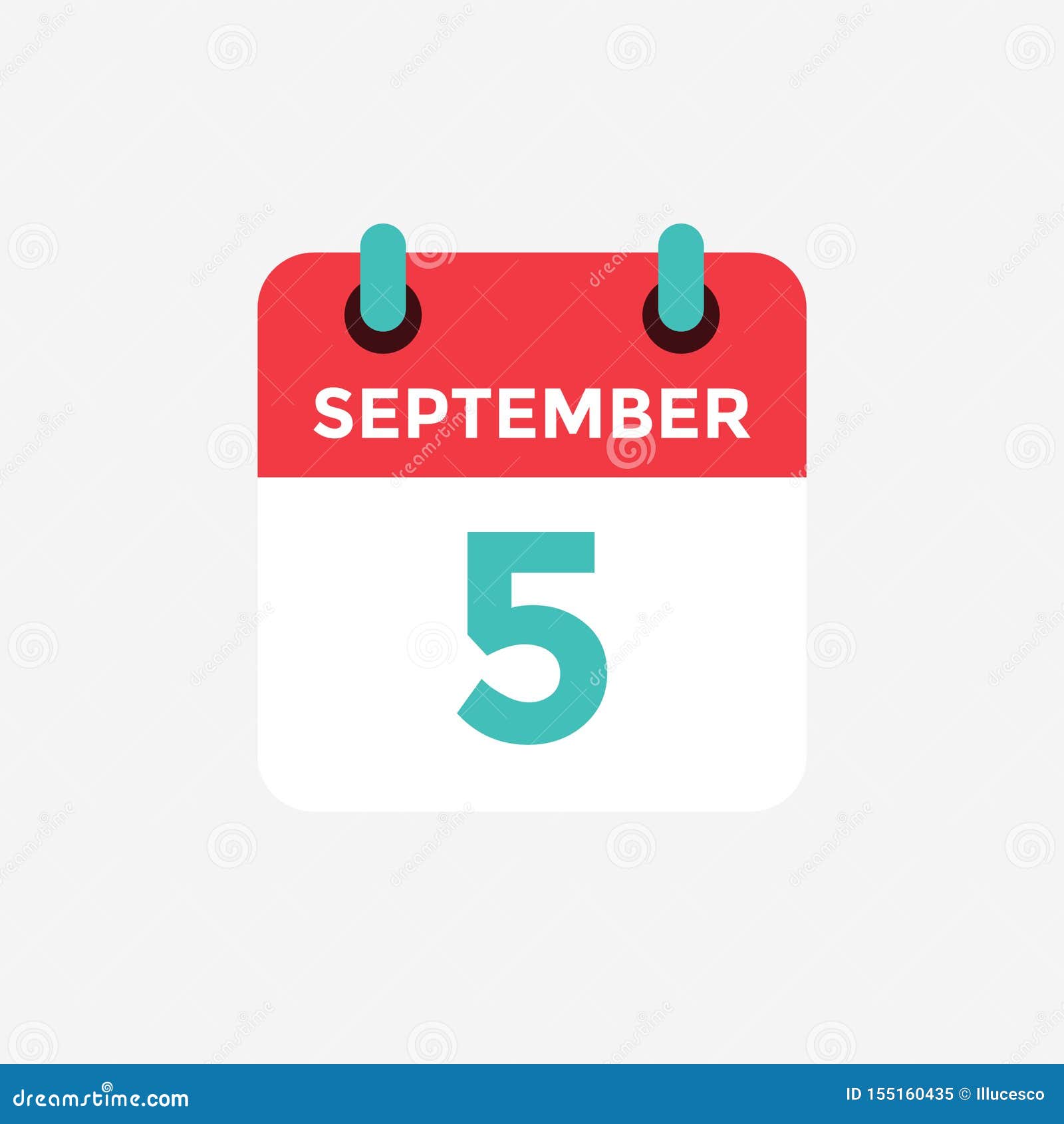 Flat Icon Calendar, 5 September. Date, Day and Month Stock Vector ...