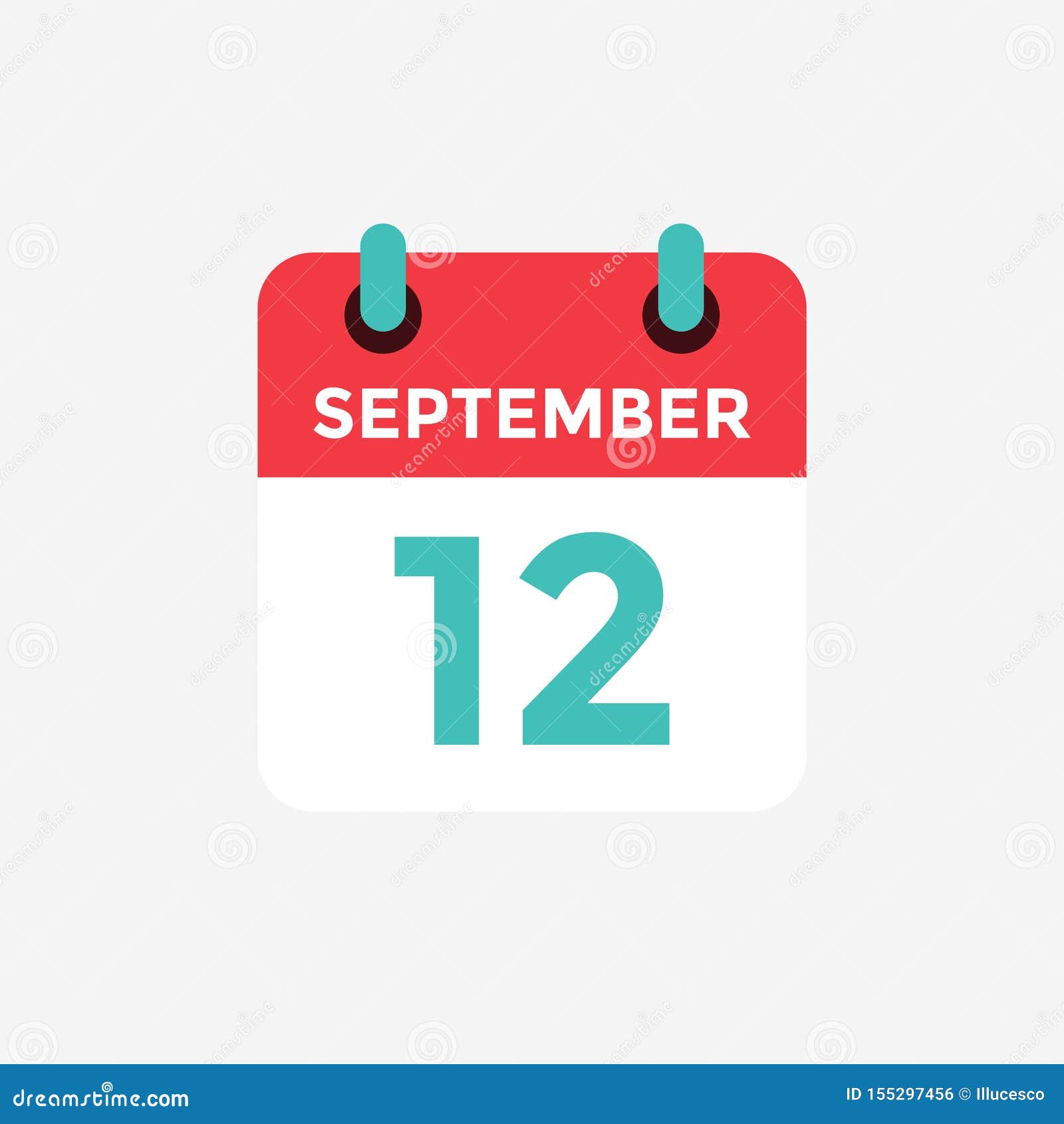 Flat Icon Calendar, 12 September. Date, Day and Month Stock Vector ...