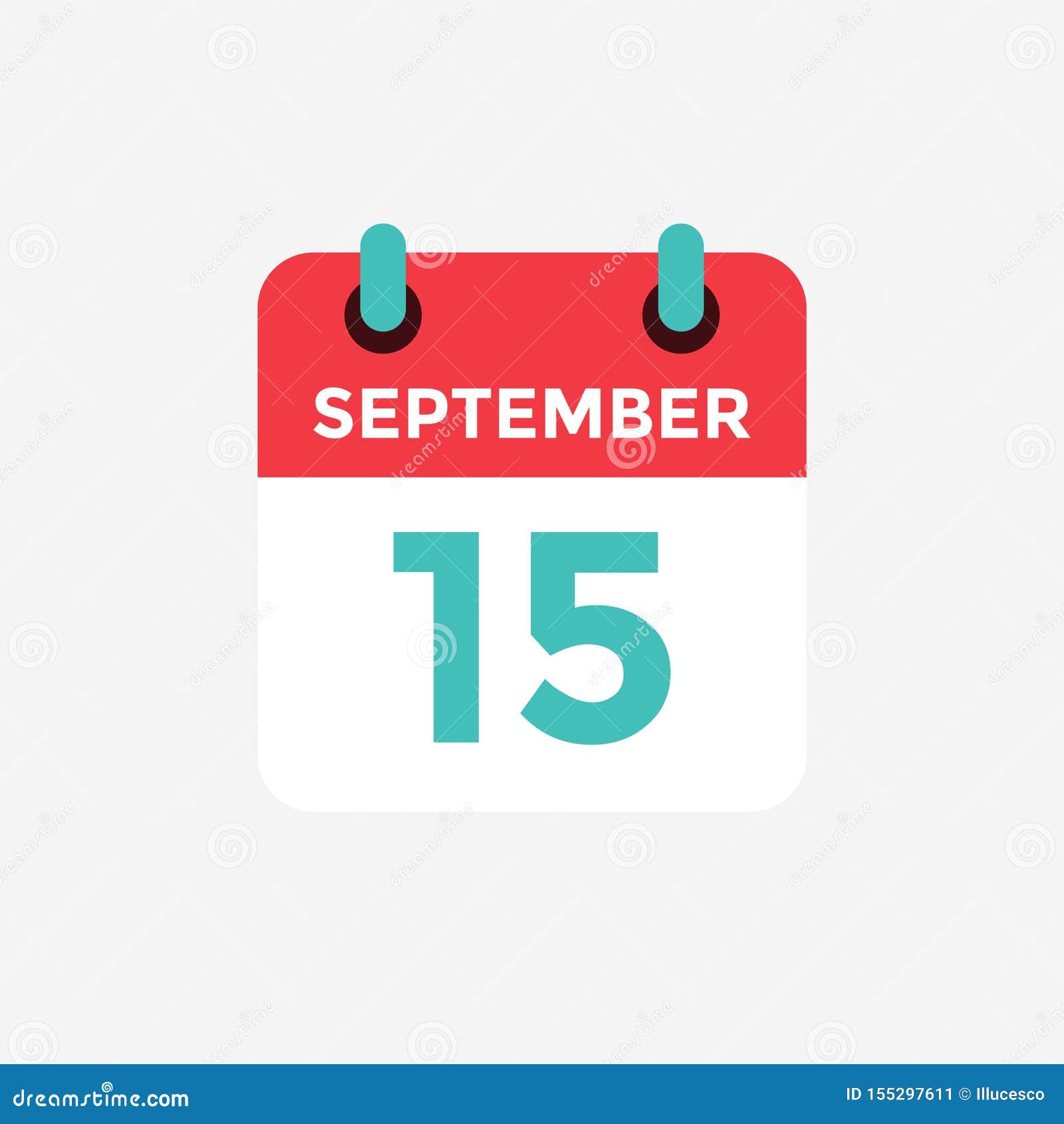 Flat Icon Calendar, 15 September. Date, Day and Month Stock Vector ...