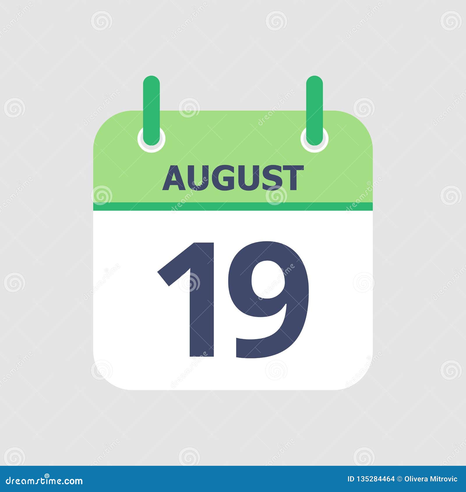 Calendar 19th of August stock vector. Illustration of info - 135284464