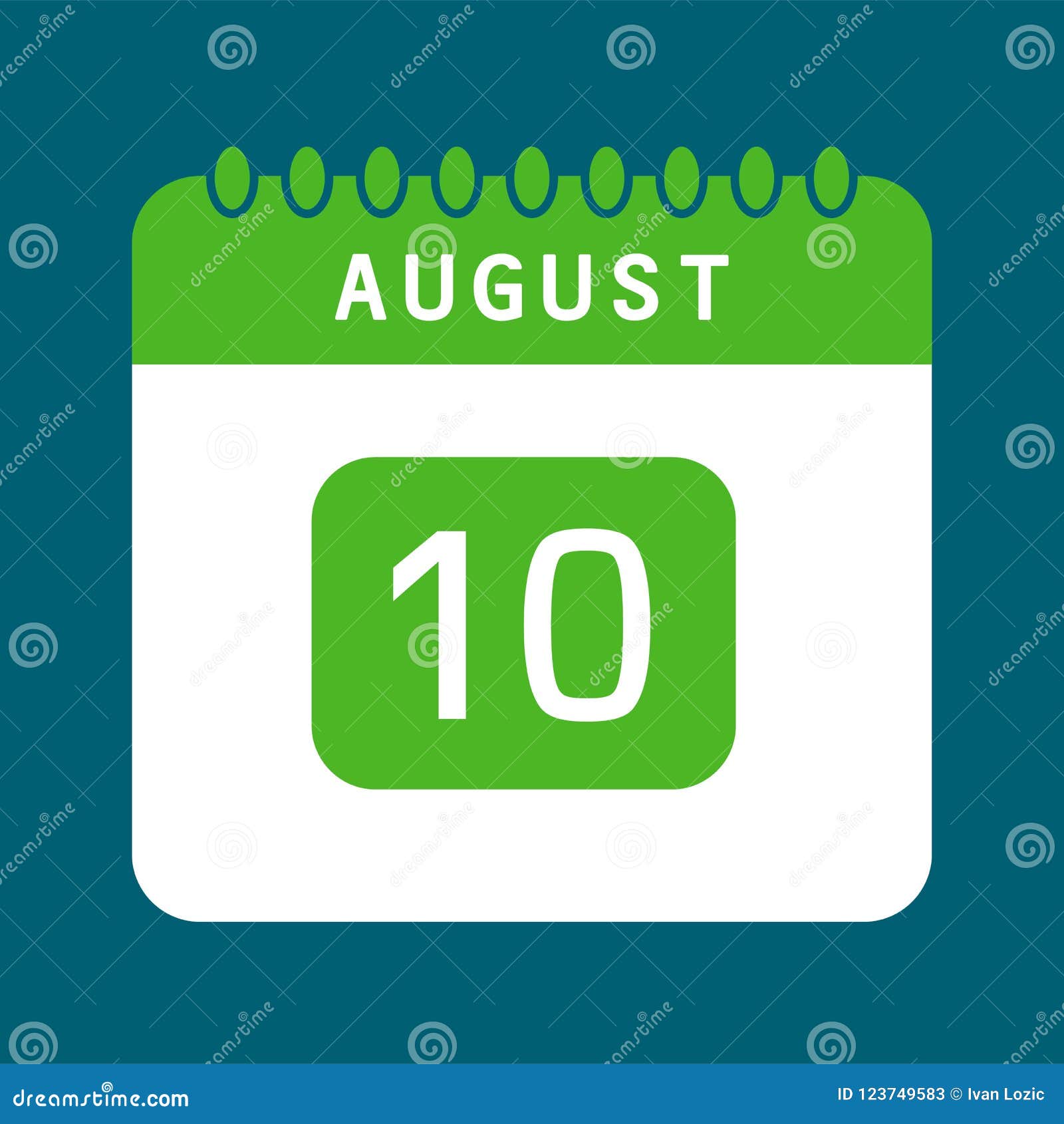 Flat Icon Calendar 10th of August Stock Vector - Illustration of design ...