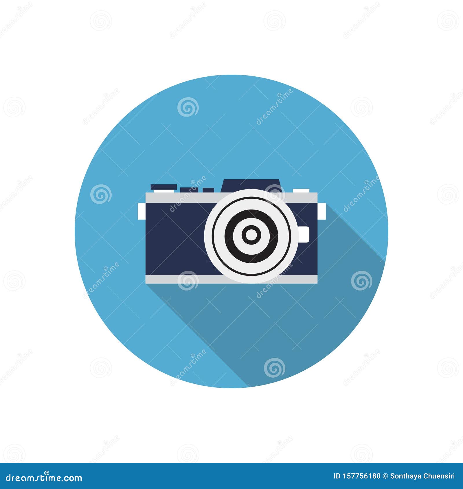 Flat Icon for Camera in Circle Background,vector Illustrations Stock ...