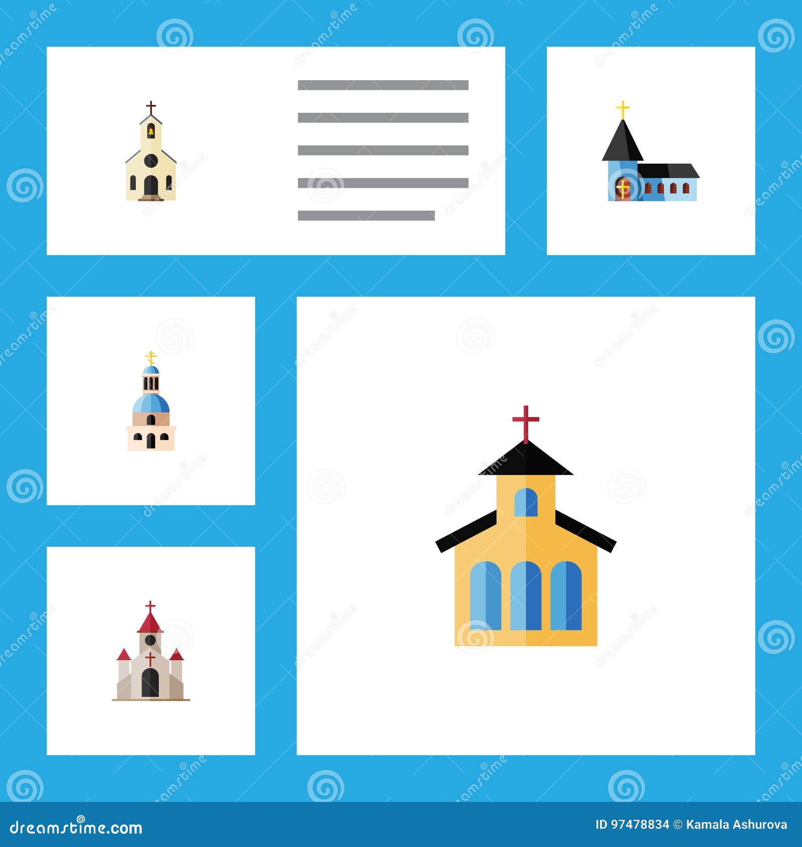 Flat Icon Christian Set of Church Stock Vector - Illustration of ...