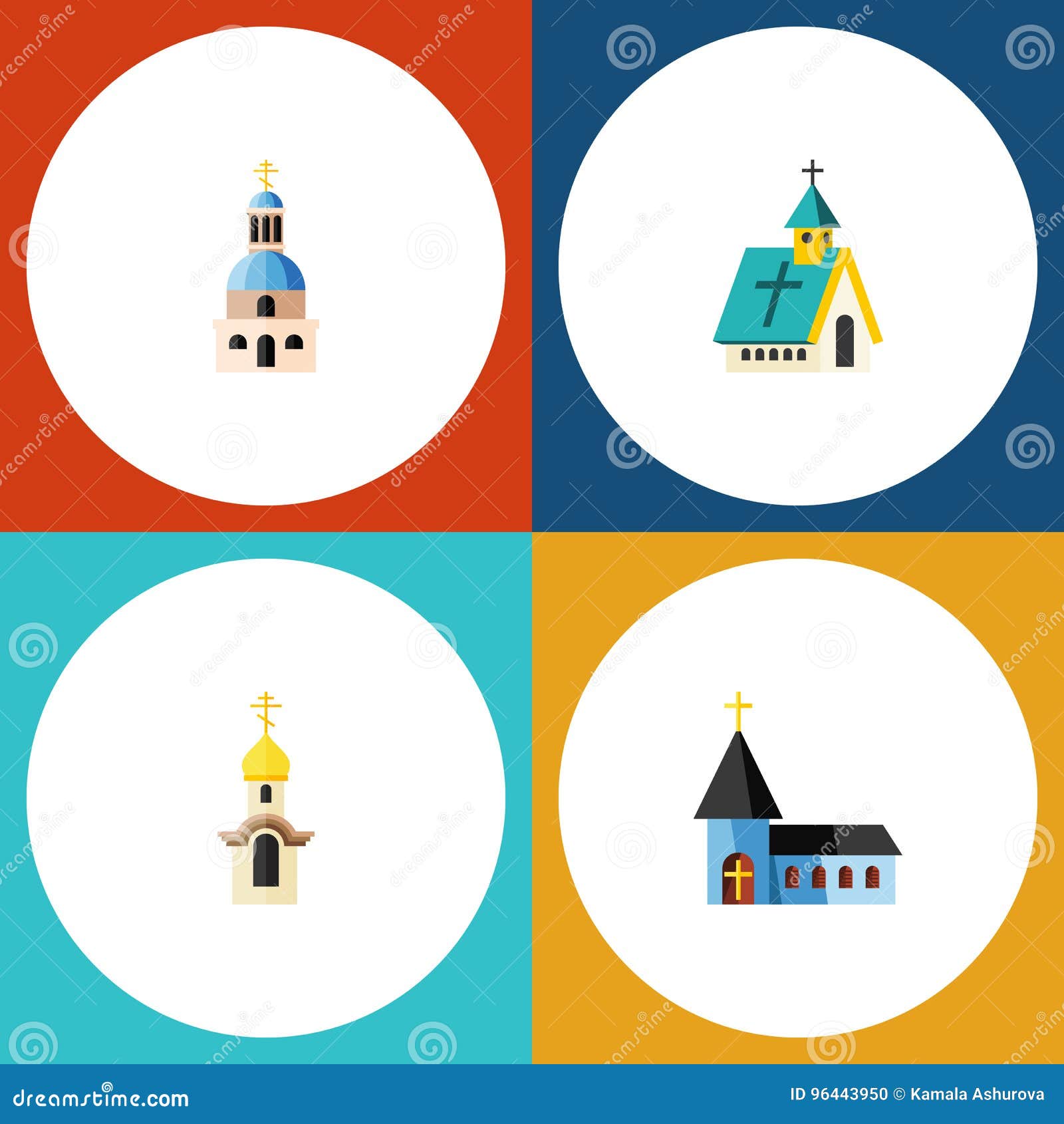 Flat Icon Church Set of Church Stock Vector - Illustration of design ...