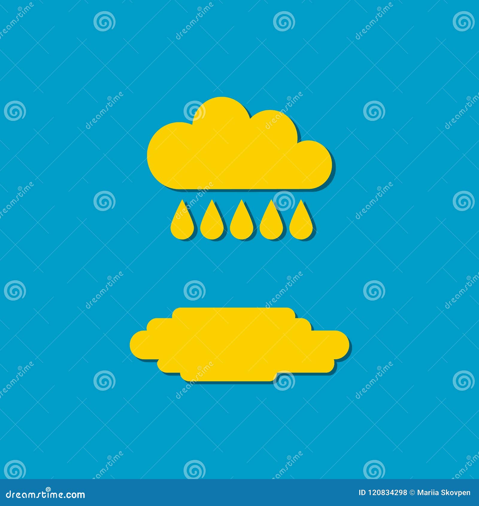 Flat Icon. Cloud and Drops. Rain Comes from the Clouds. Drip Drop ...