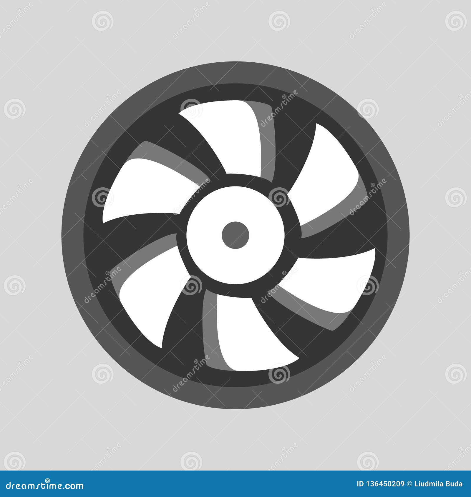 Computer Cooler Illustration. Flat Icon of Computer Cpu Fan Stock ...