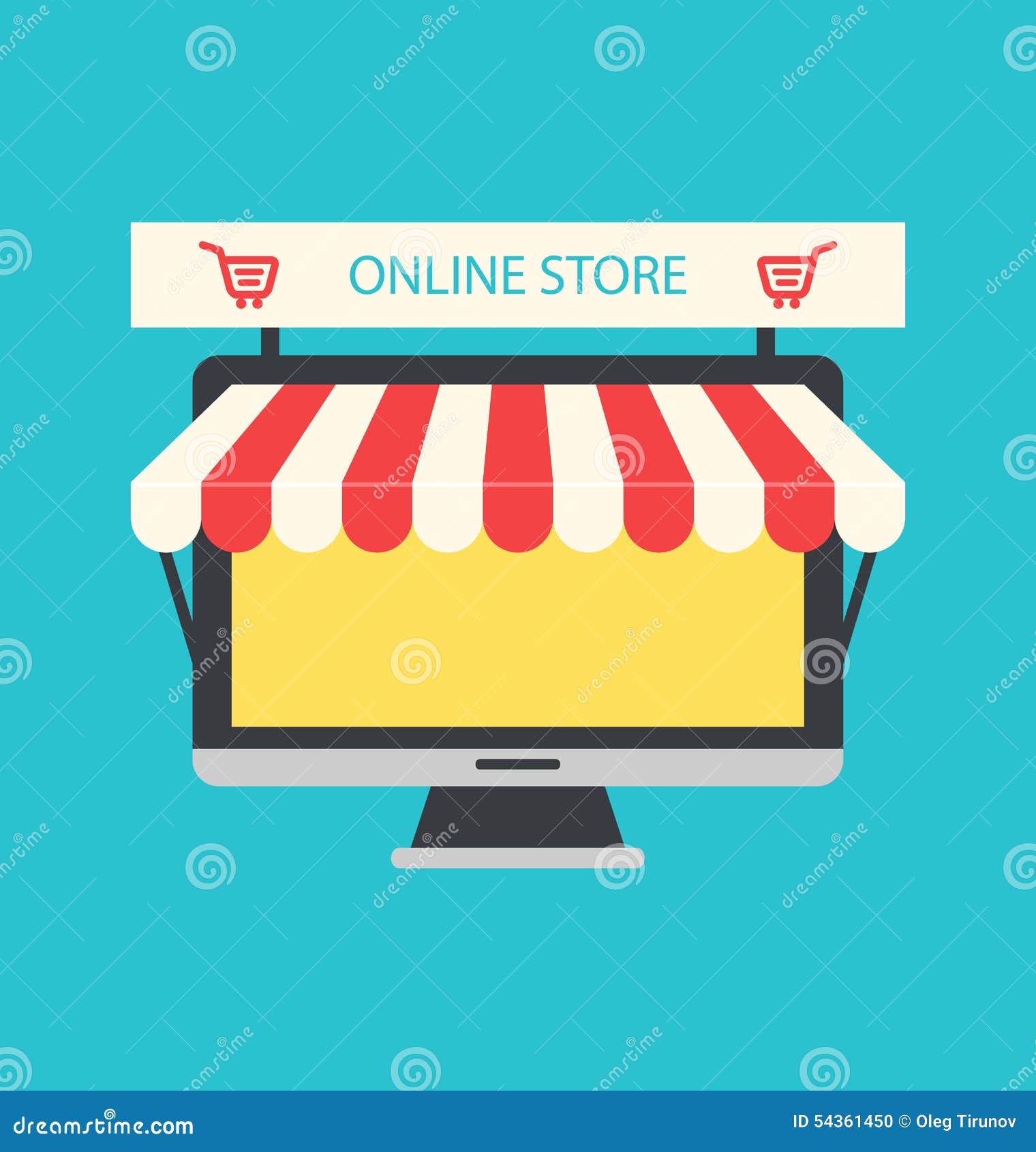 Flat Icon of Computer PC As Showcase of Shop Stock Vector ...