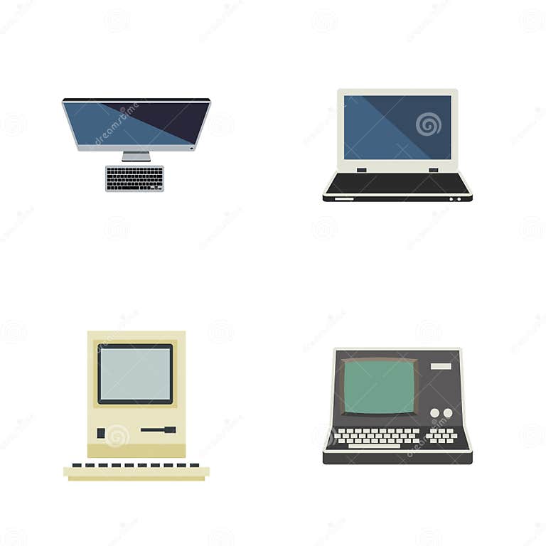 Flat Icon Computer Set of Computing, PC, Notebook and Other Vector Objects. Also Includes ...