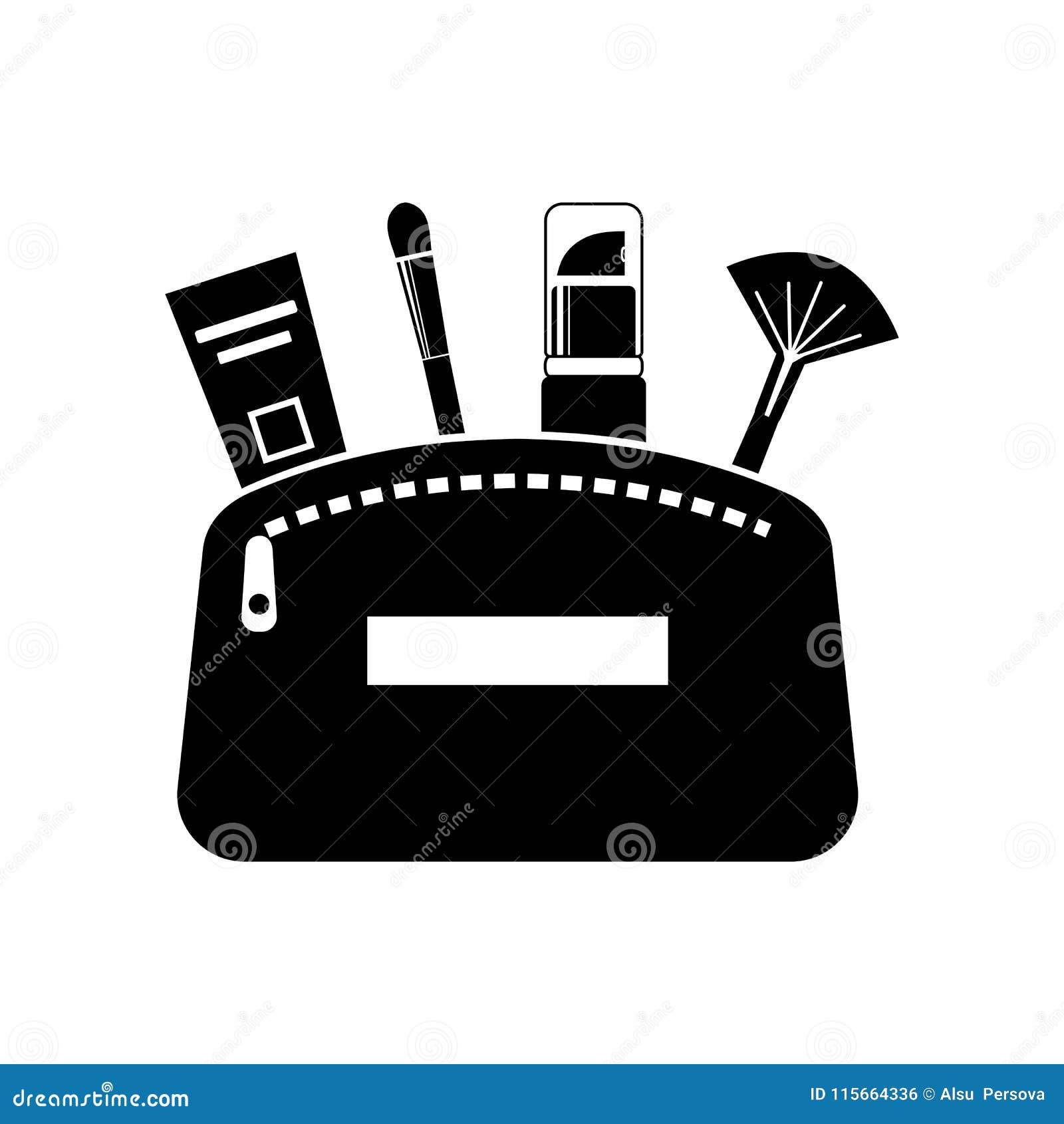 Flat Icon of Cosmetic Products in a Bag. Vector Flat Design of Make Up ...