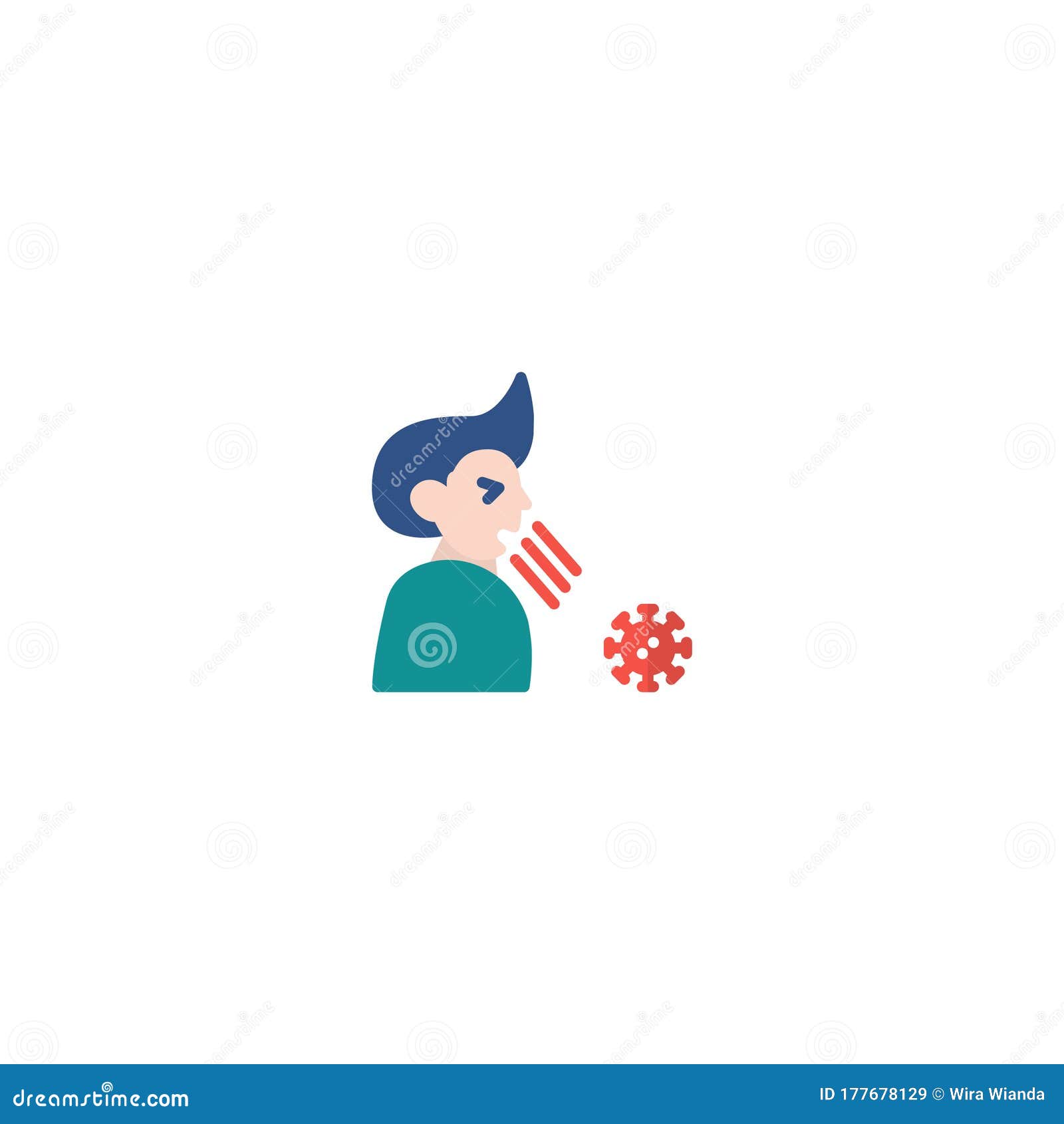 Flat Icon Cough in Simple Design. Vector Illustration Stock Vector - Illustration of allergic ...