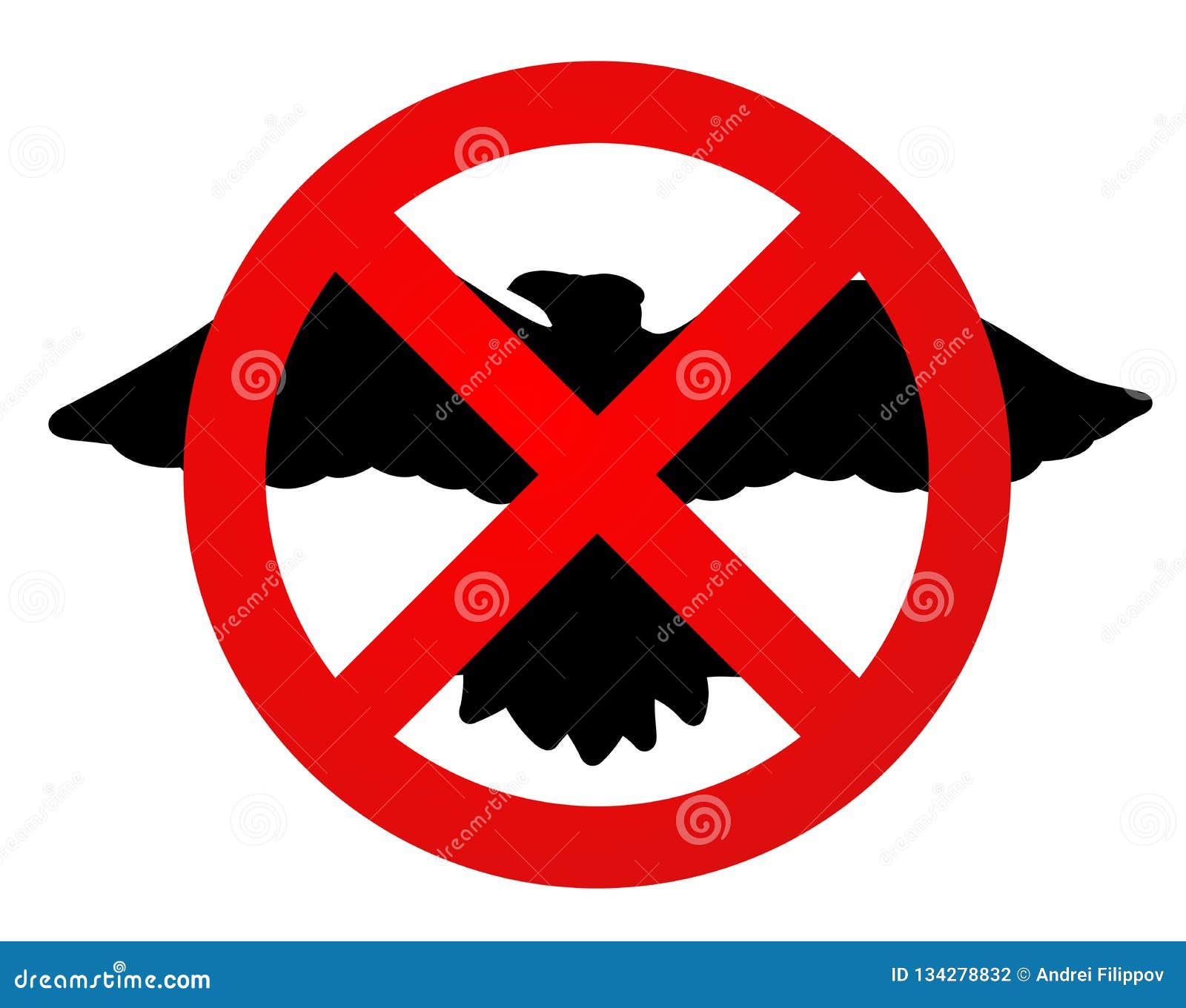 Flat Icon with Crossed Out Silhouette of the Bird Stock Vector ...