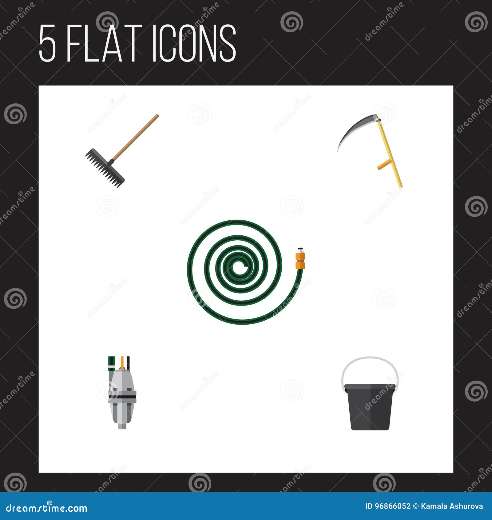 Flat Icon Dacha Set of Harrow, Pail, Pump and Other Vector Objects ...