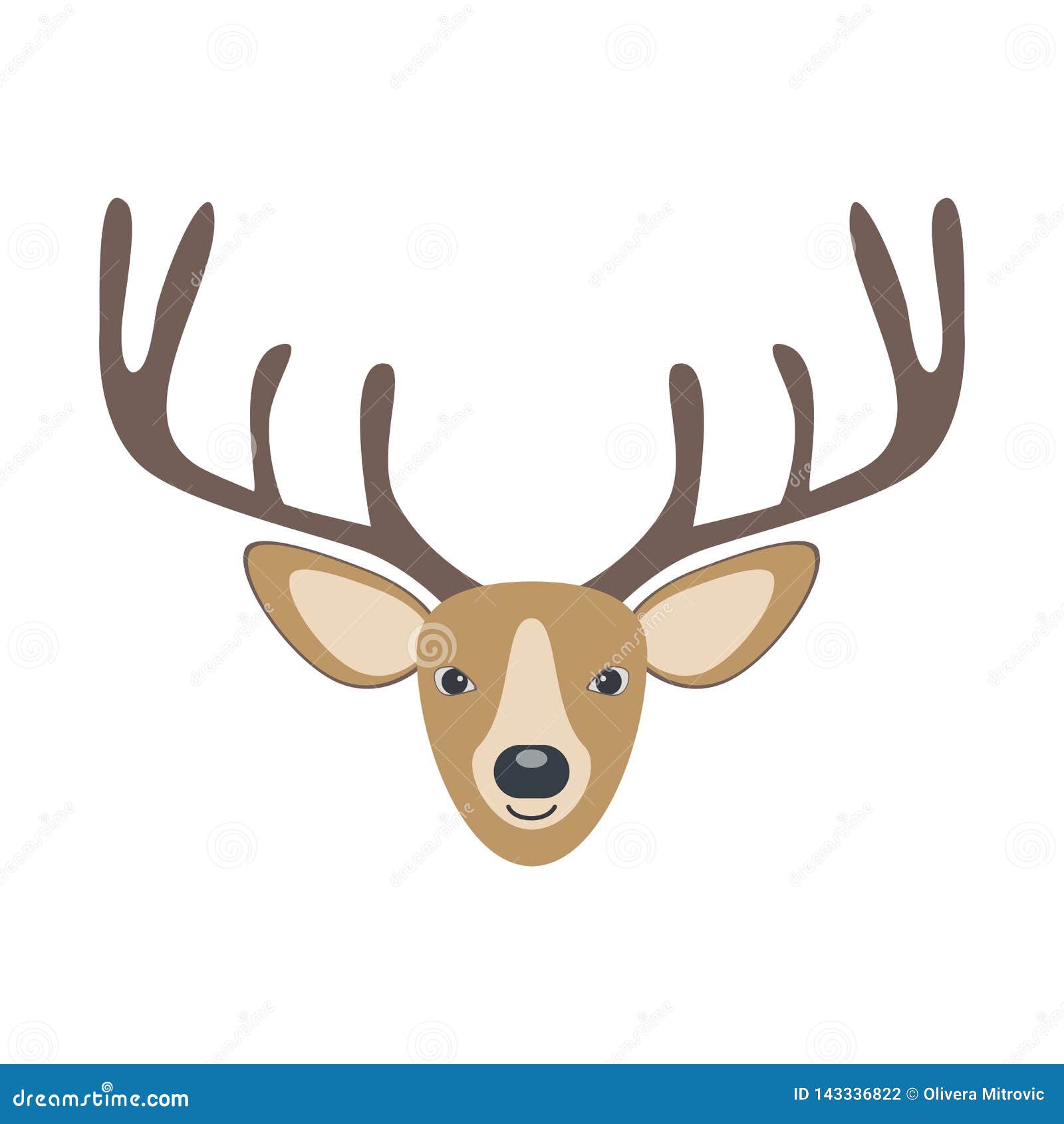 Flat icon deer stock vector. Illustration of cute, horns - 143336822