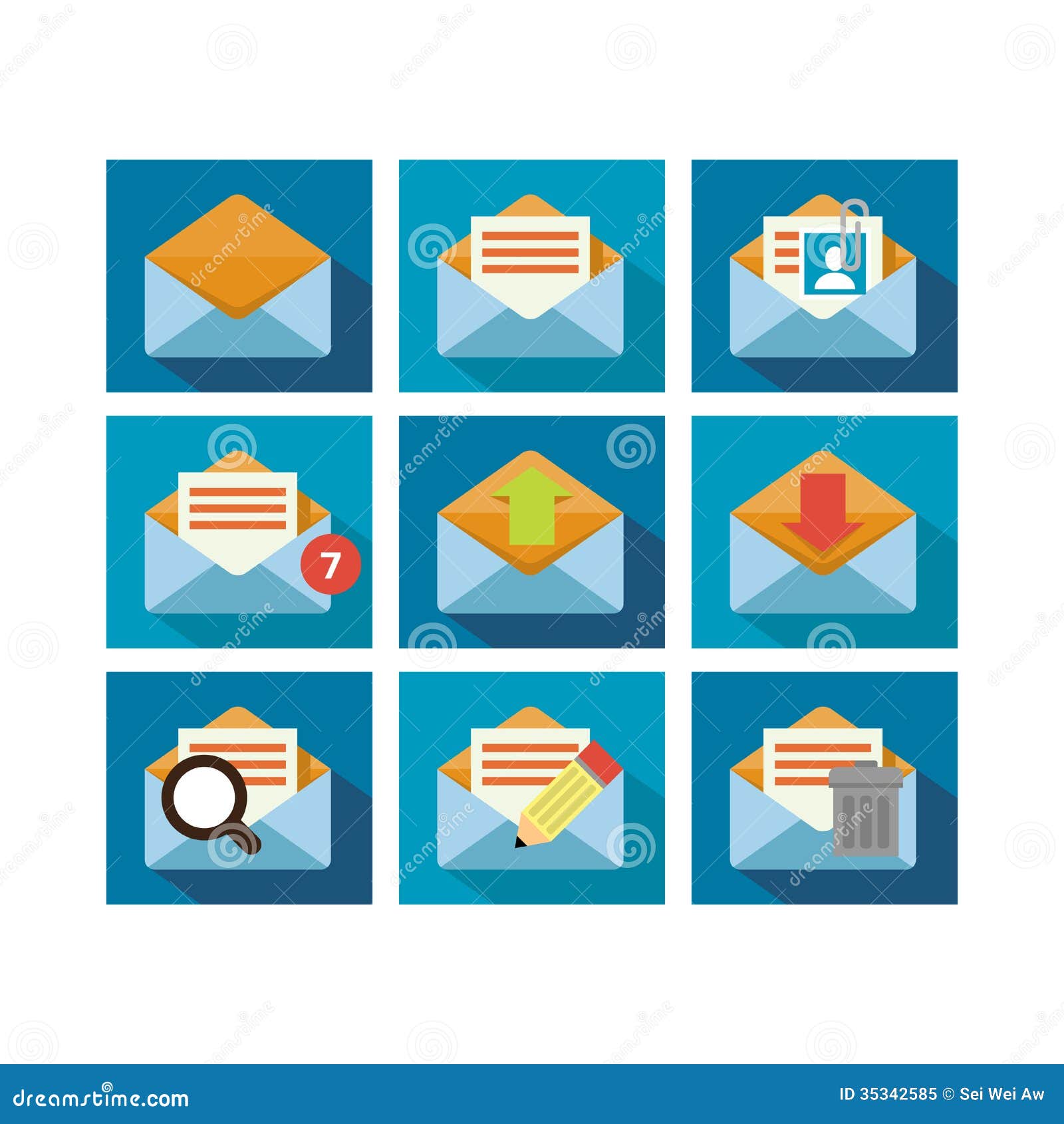 Flat Icon Design Mail stock vector. Illustration of correspondence ...